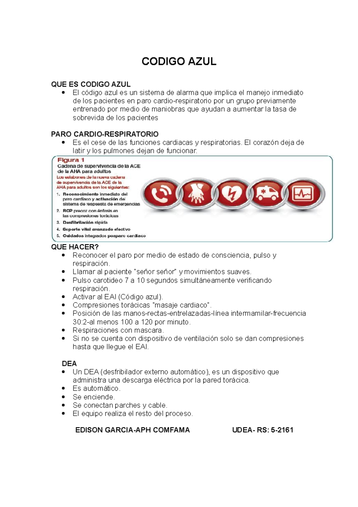 Documento Codigo AZUL - iniguno - CODIGO AZUL QUE ES CODIGO AZUL El ...