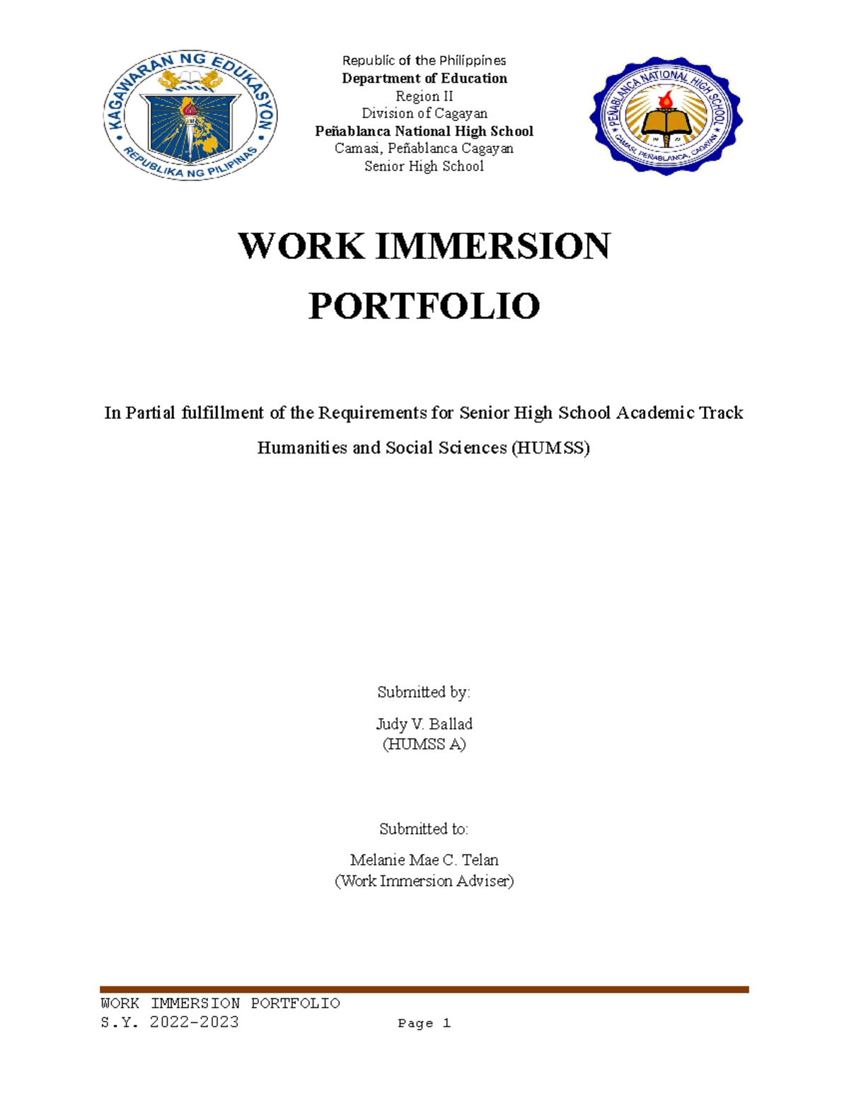 Template-Work Immersion - Department of Education Region II Division of ...