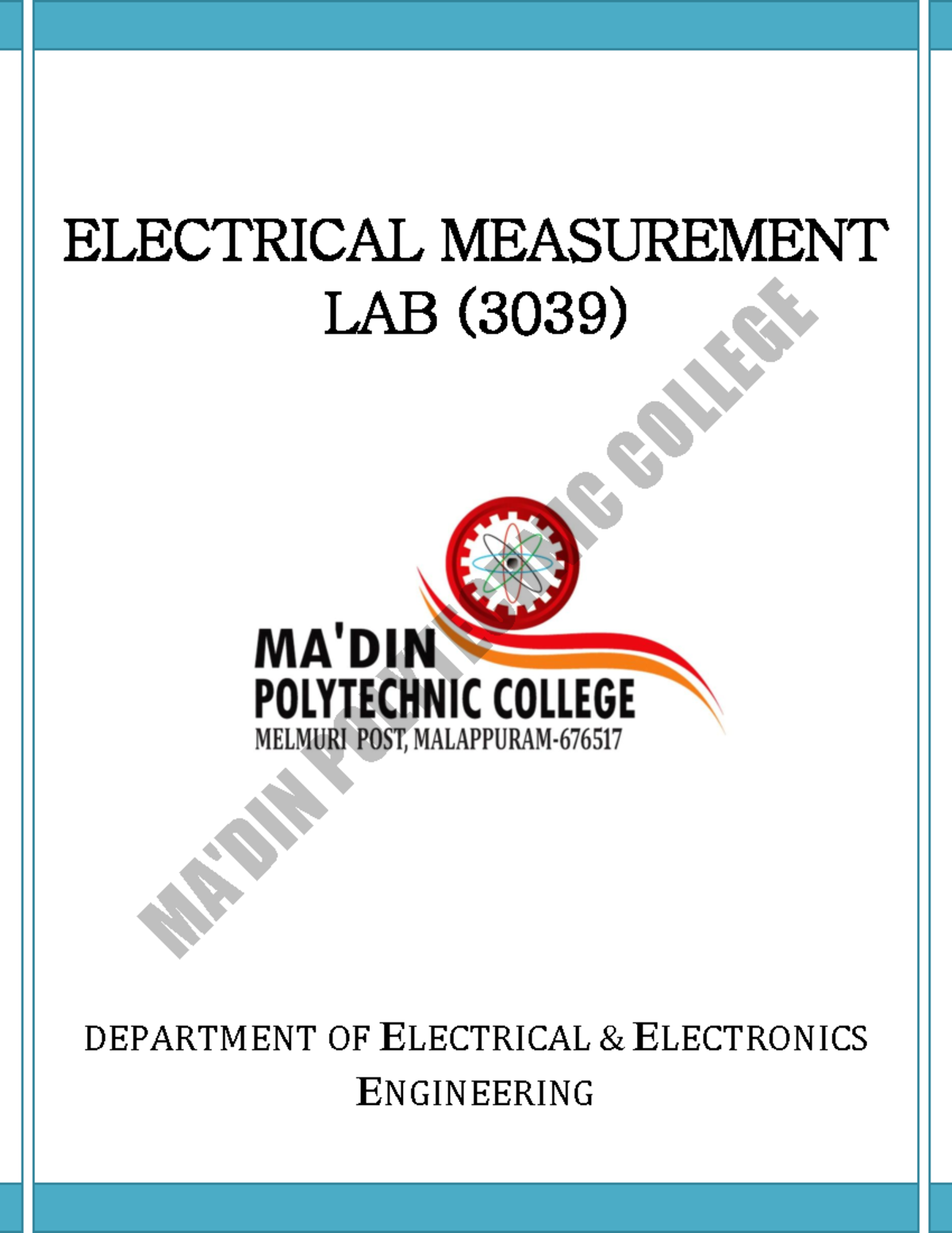 3039- Electrical Measurement LAB - ELECTRICAL MEASUREMENT LAB ( 3 039 ...