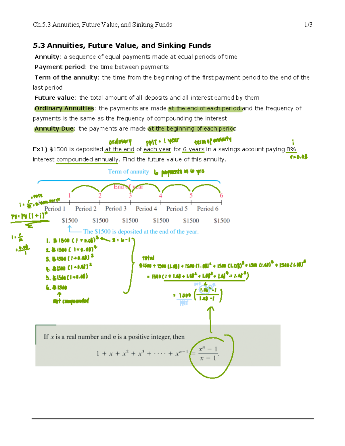 Ch5.3 2 - professor: SeRin Zhang - Ch.5 Annuities, Future Value, and Sinking Funds 1/ 5 ...