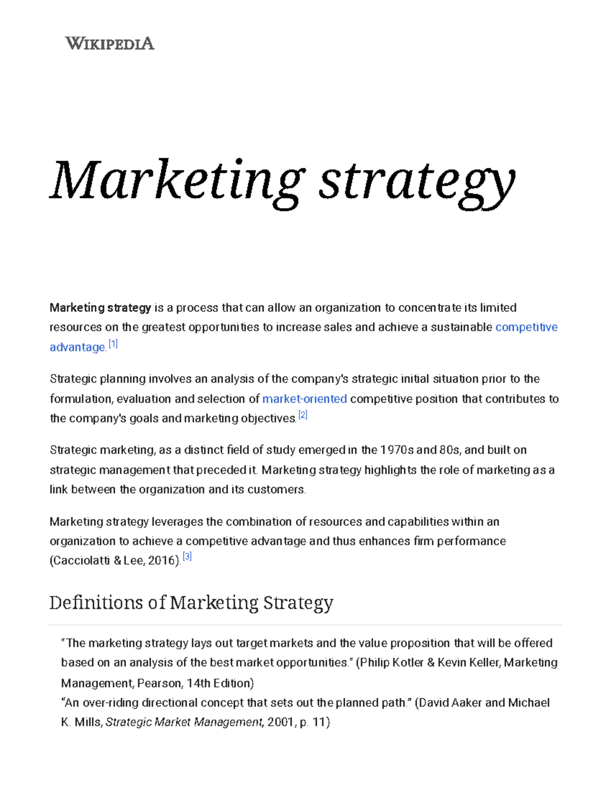 Marketing strategy - Wikipedia - Marketing strategy Marketing strategy ...