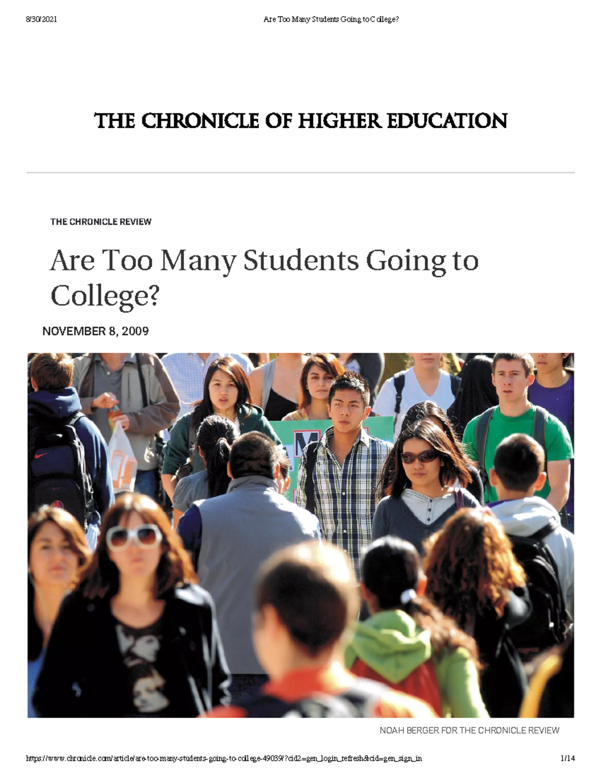 Are Too Many Students Going to College - THE CHRONICLE REVIEW Are Too ...
