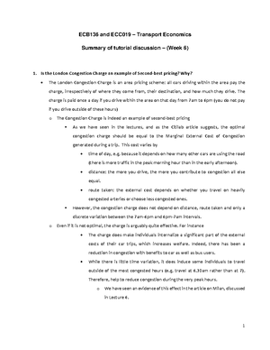 Transport Economics - Lecture notes All Lectures - Transport Economics ...