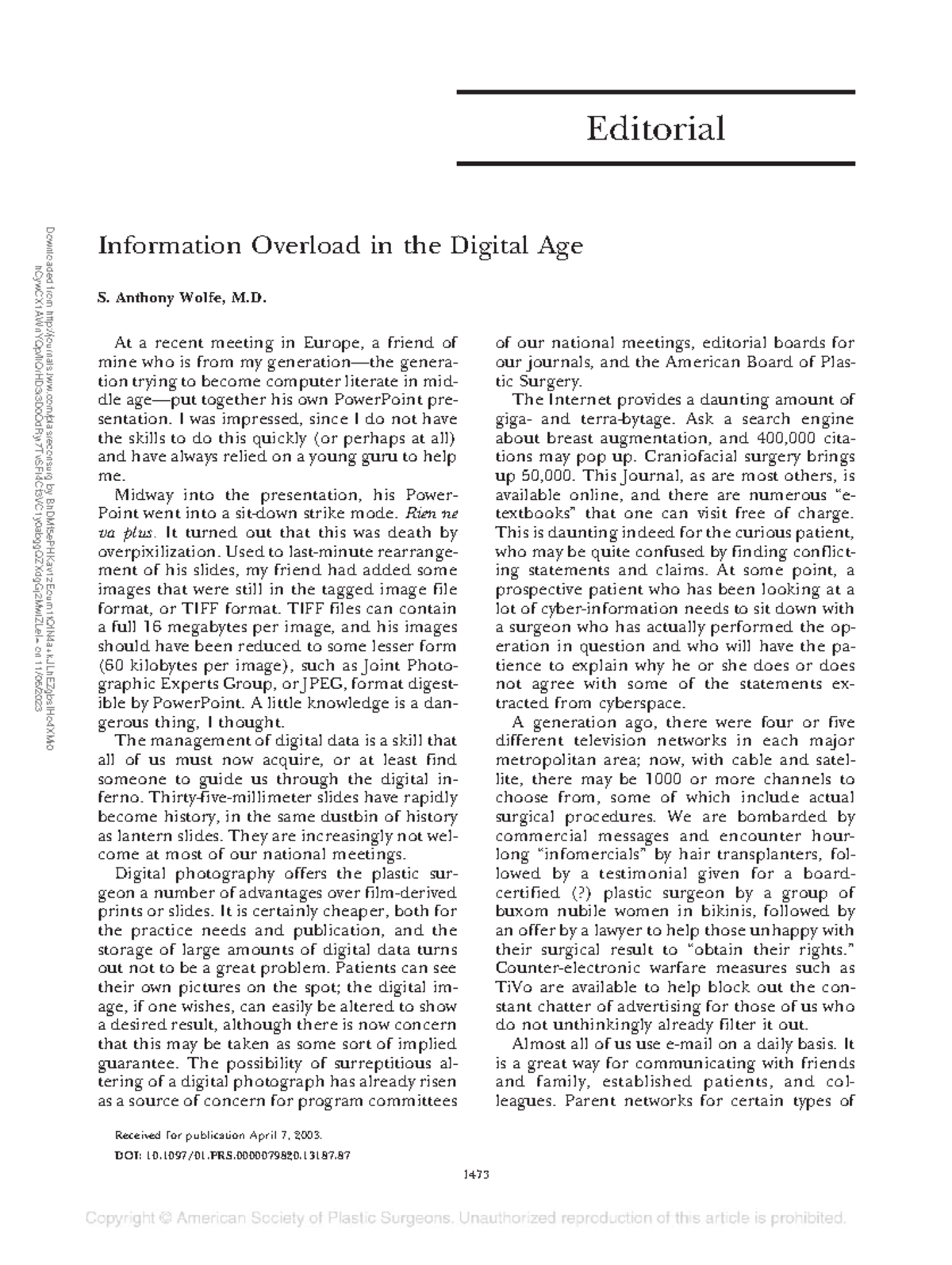 Information overload in the digital age - Editorial Information ...