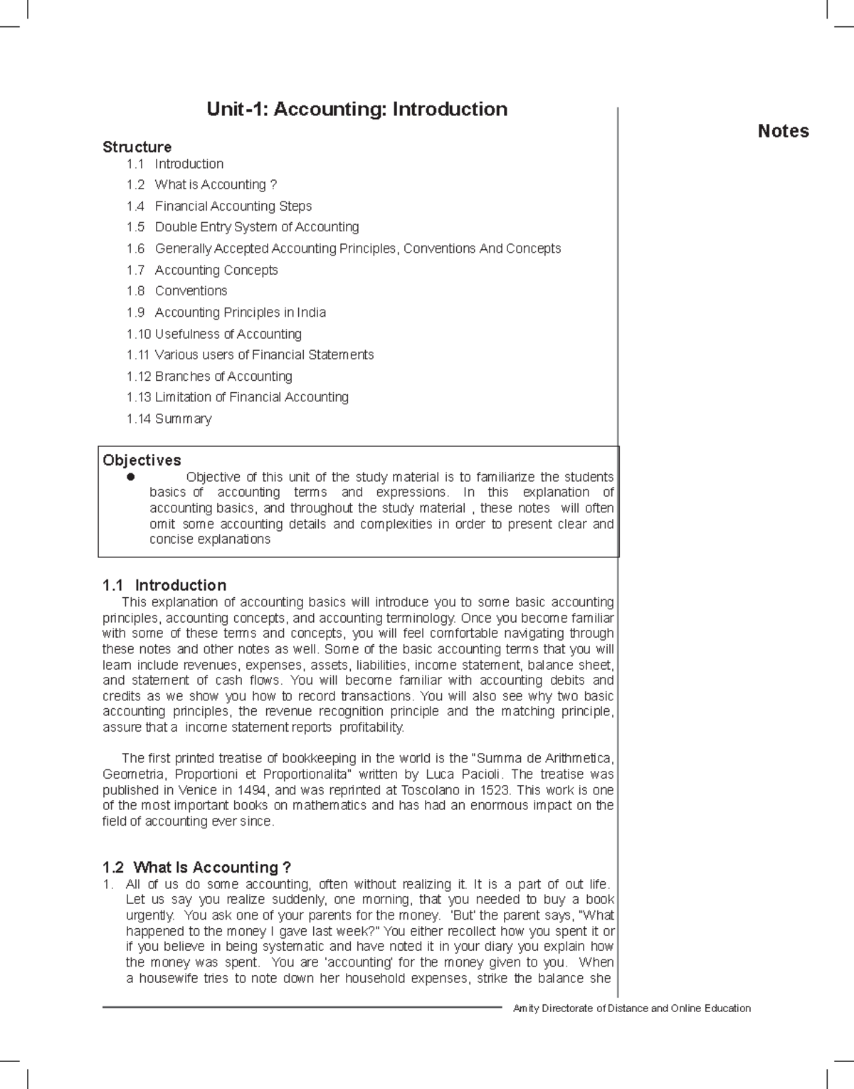 Textual Learning Material Module 1 - Unit-1: Accounting: Introduction Structure 1 Introduction 1 ...