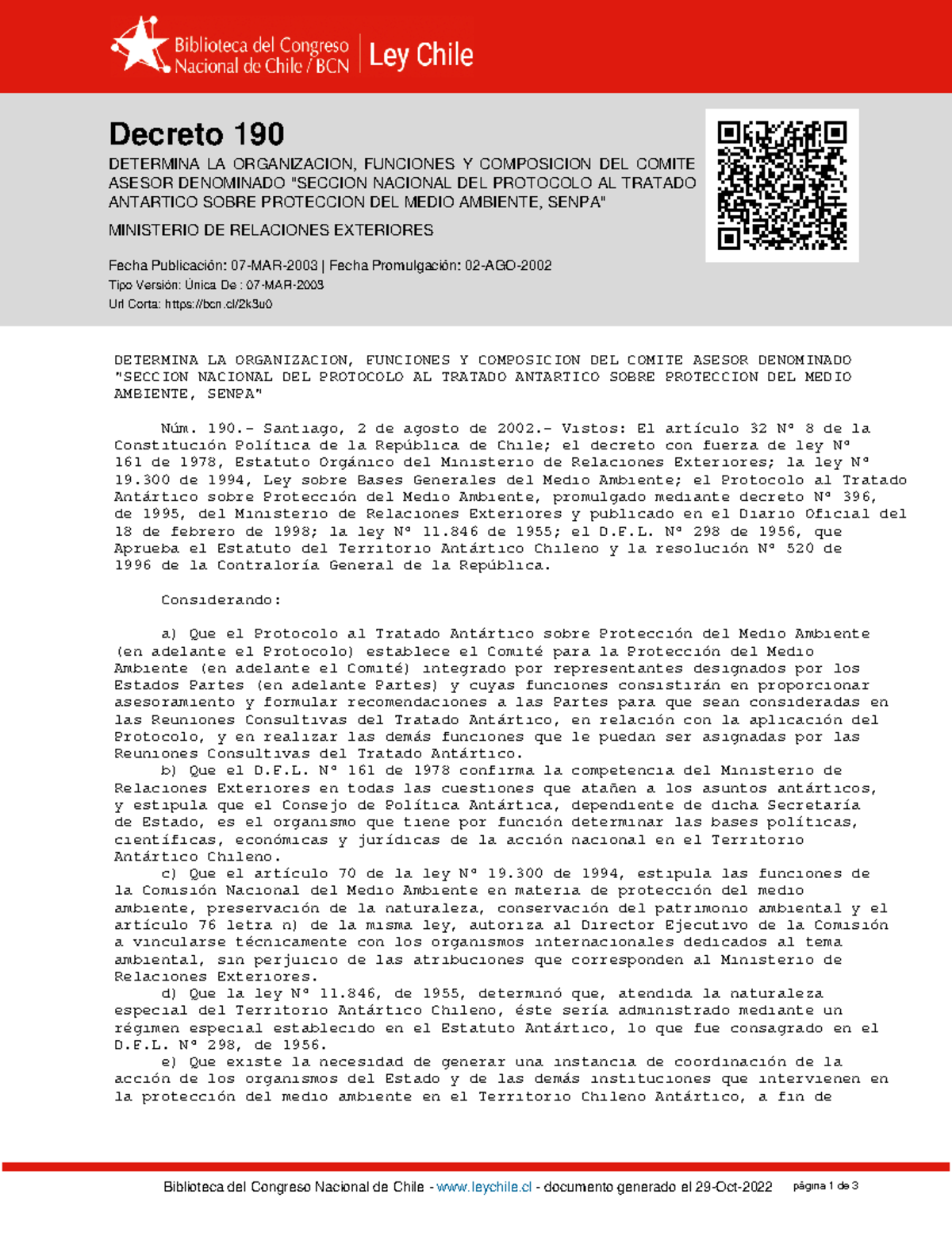 Decreto-190 07-MAR-2003 - Decreto 190, RELACIONES (2002) Biblioteca del ...