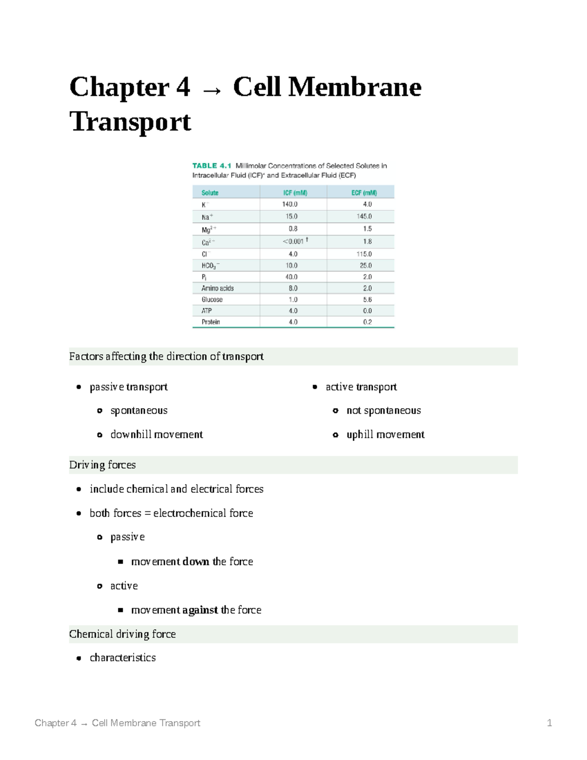Chapter 4 Cell Membrane Transport - Chapter 4 → Cell Membrane Transport ...
