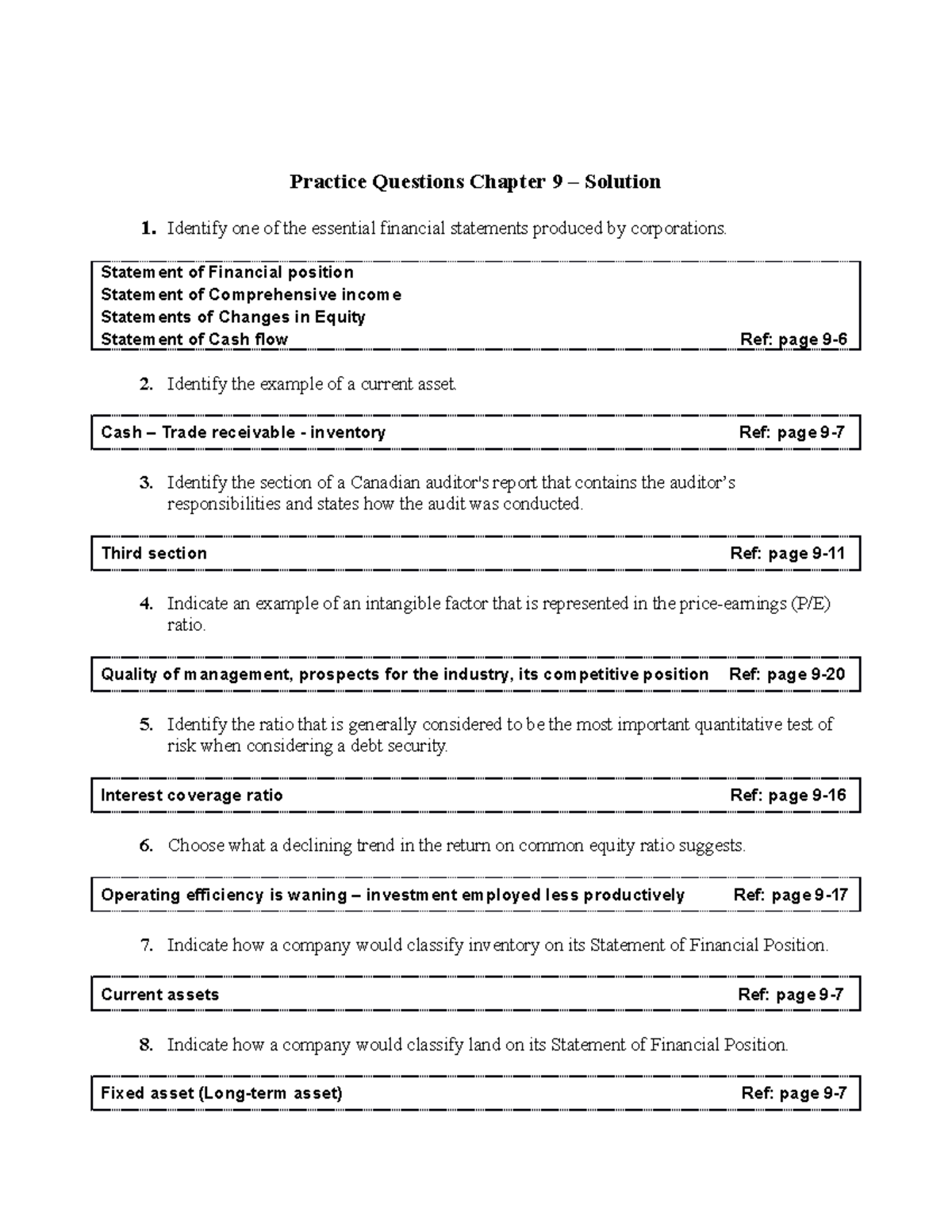 Practice questions Chapter 9 - Solution - Practice Questions Chapter 9 ...
