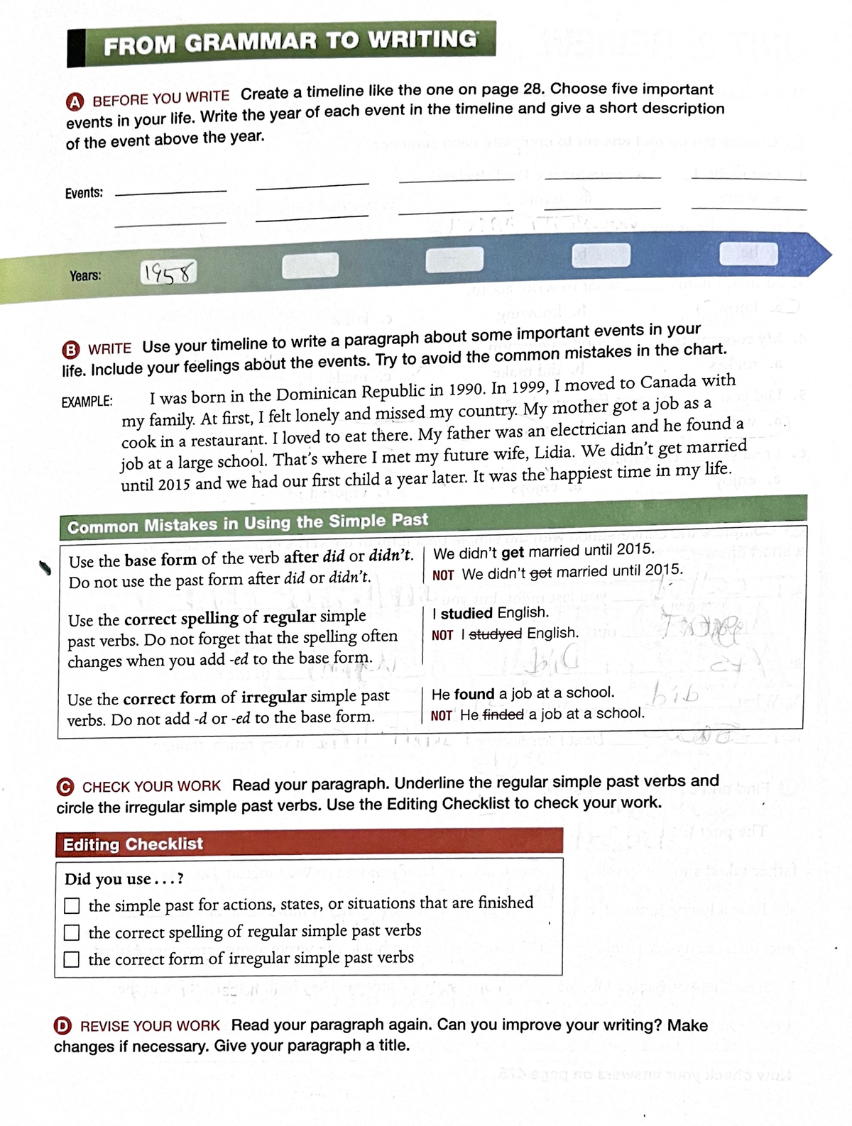 Focus on Grammar 29 - Class Practice. - FROM GRAMMAR TO WRITING BEFORE ...
