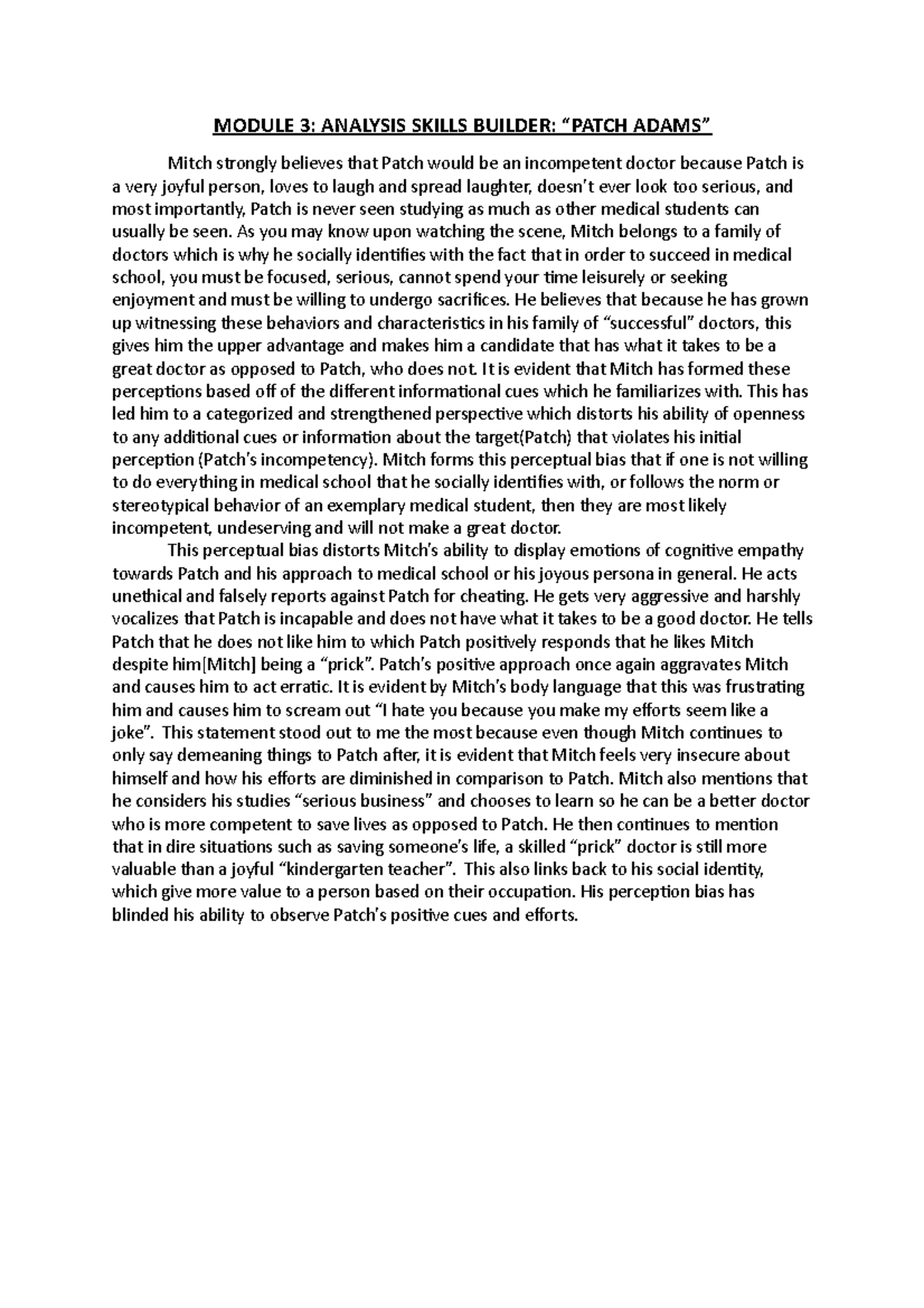 CMHR405- ASB- Module 3 - asb - MODULE 3: ANALYSIS SKILLS BUILDER ...