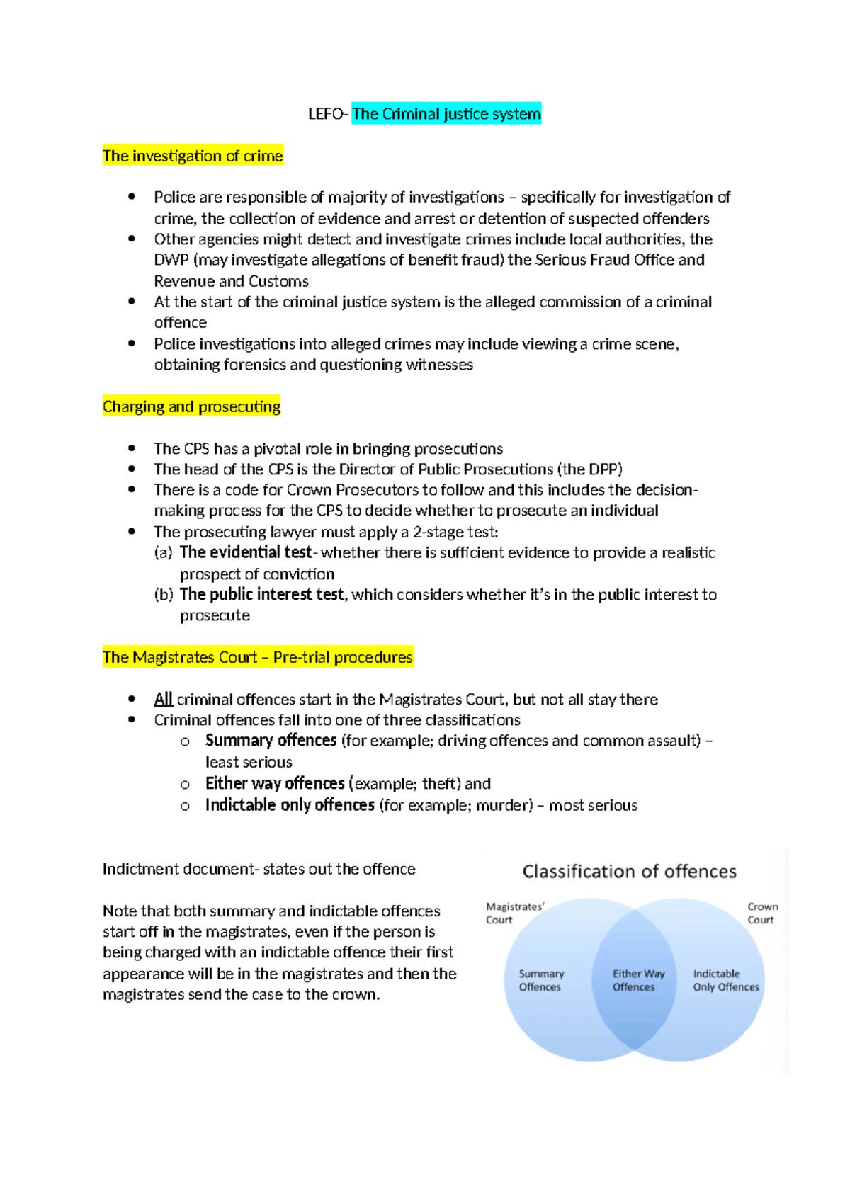 Criminal justice system - Either way offences – dealt with either court ...