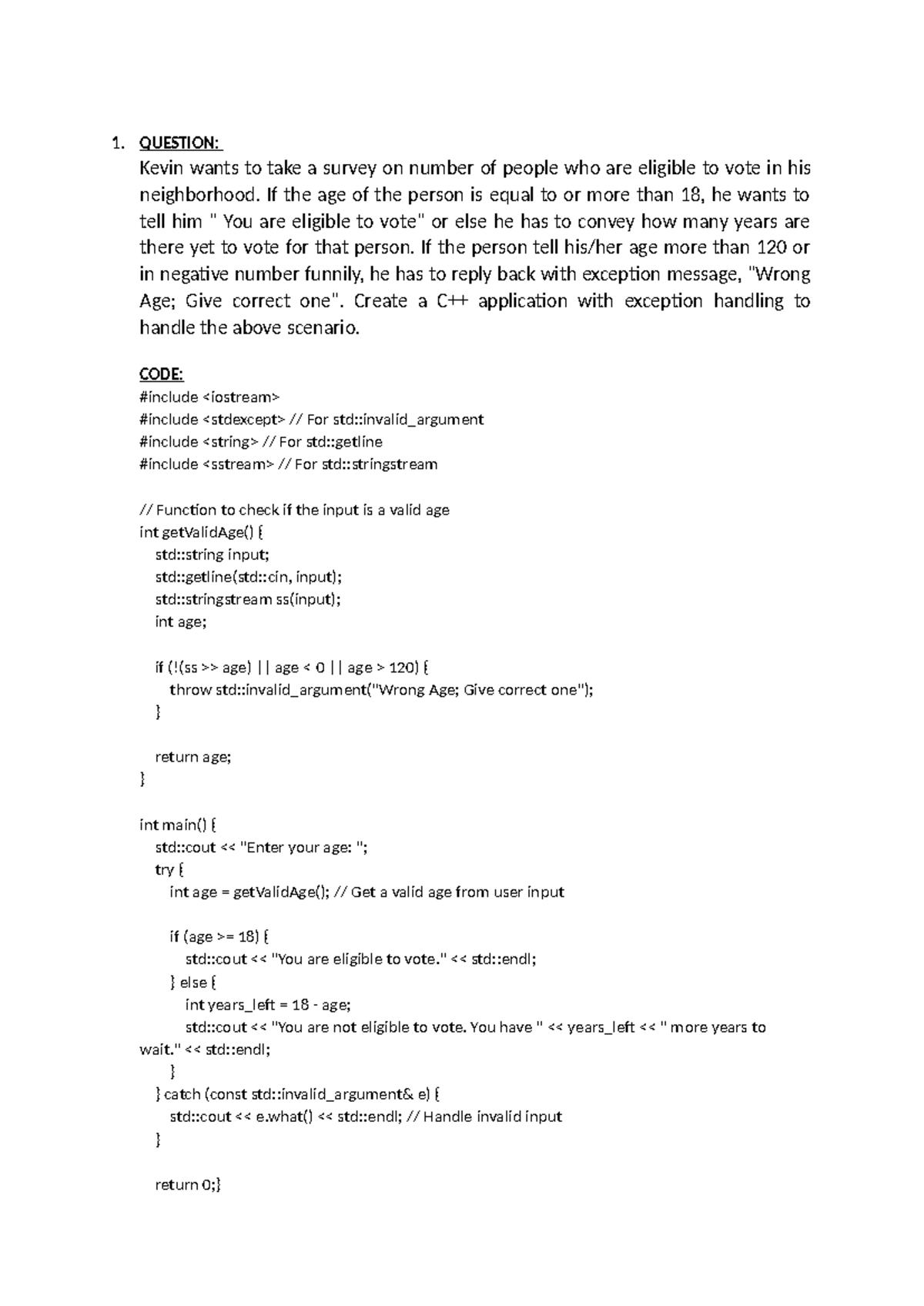 Oodp Assignment 1 Only For Practice Purpose 1 Question Kevin Wants To Take A Survey On