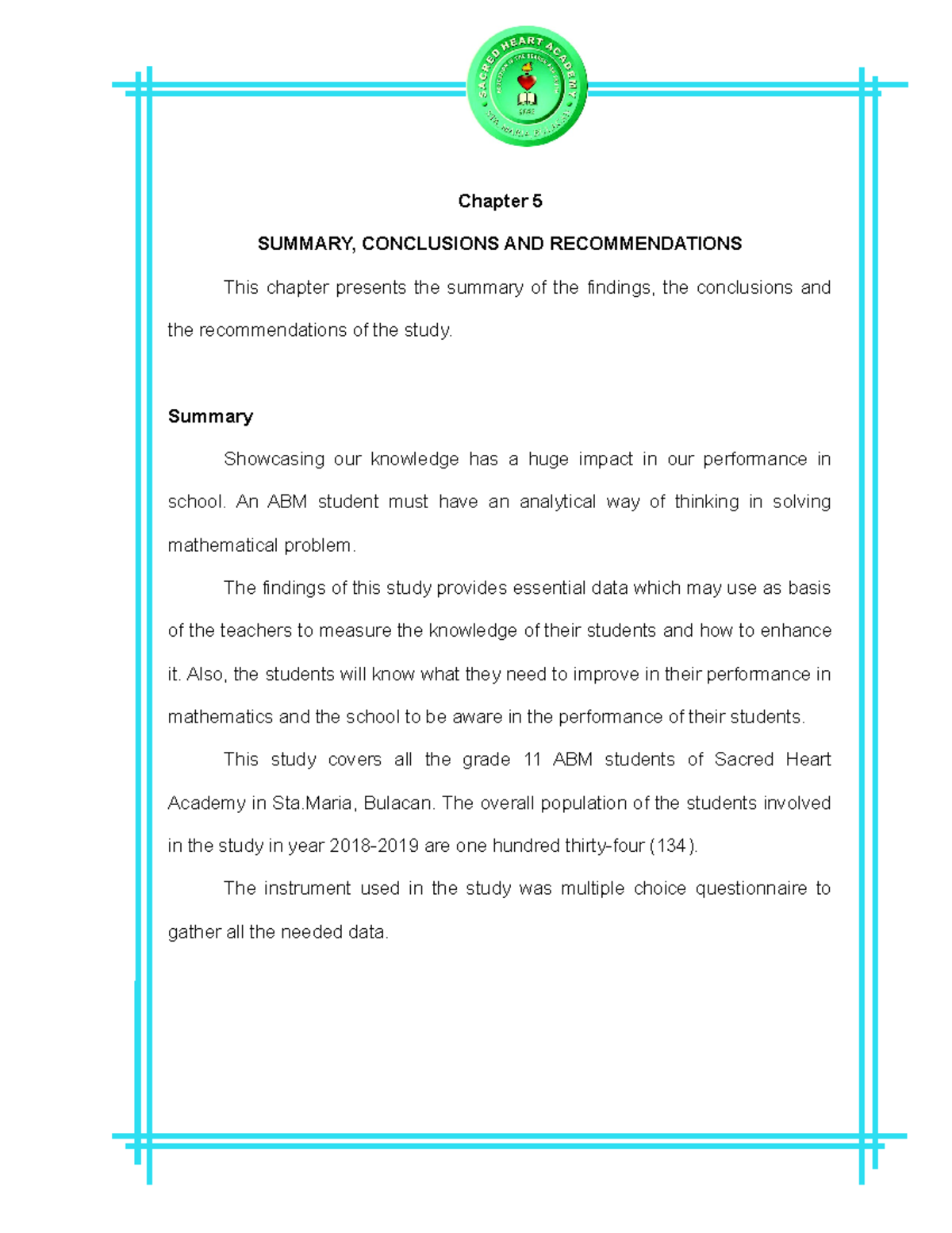 Chapter-4-III - Use it well. - Chapter 5 SUMMARY, CONCLUSIONS AND ...