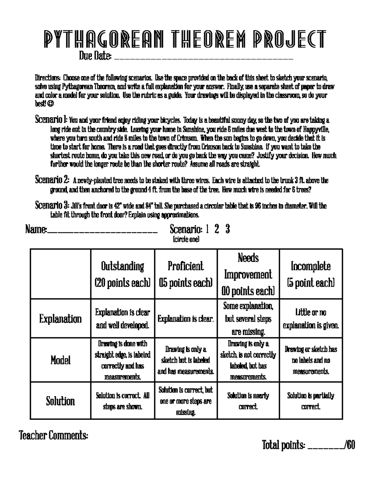 Pythagorean Theorem Project - ENG 1301 - Studocu
