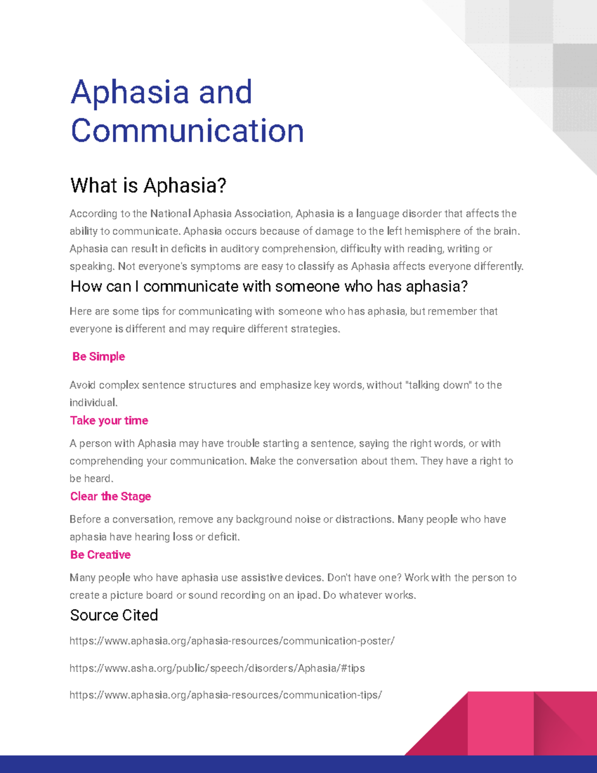 Aphasia - Aphasia occurs because of damage to the left hemisphere of ...