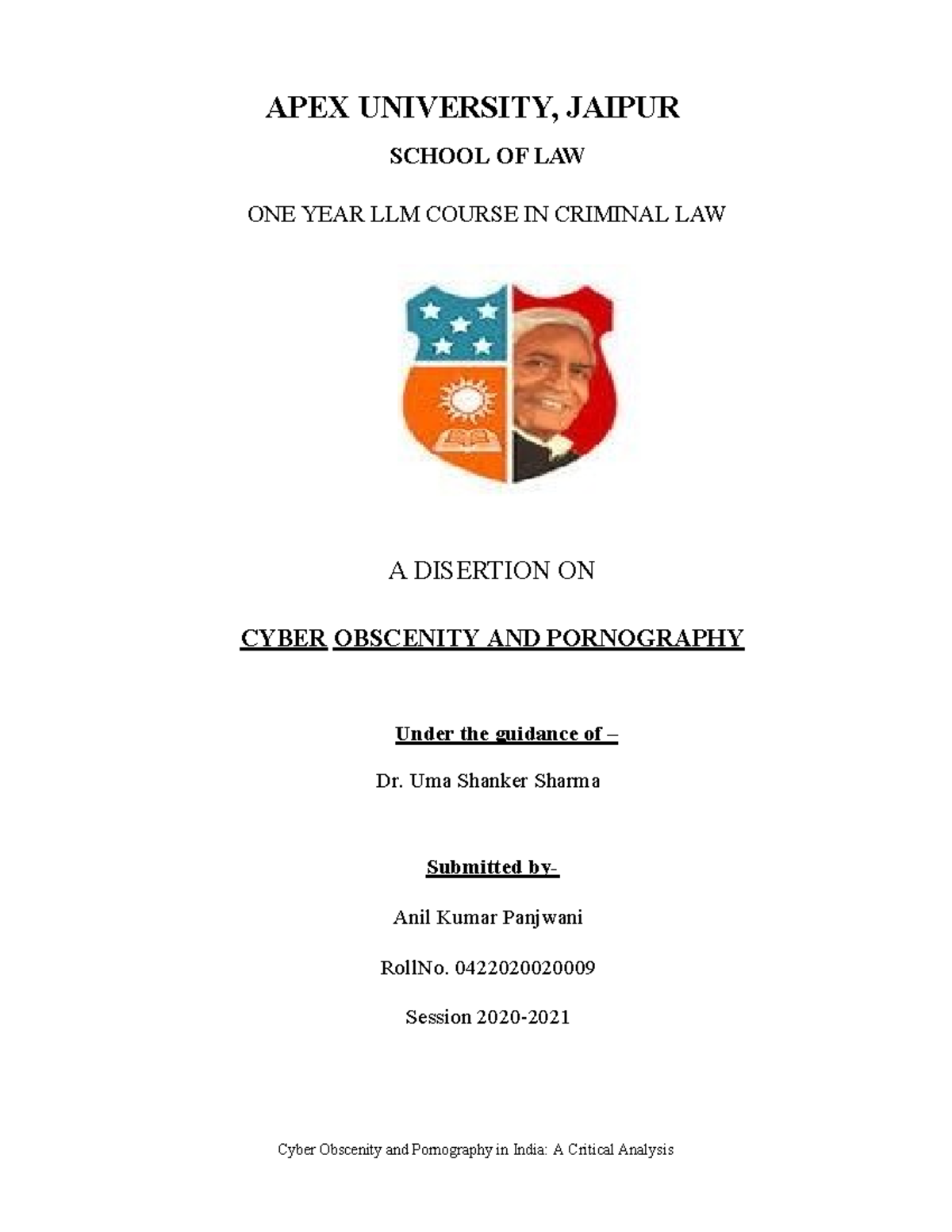 Dissertion LLM related to pornographic content - Cyber Obscenity and ...