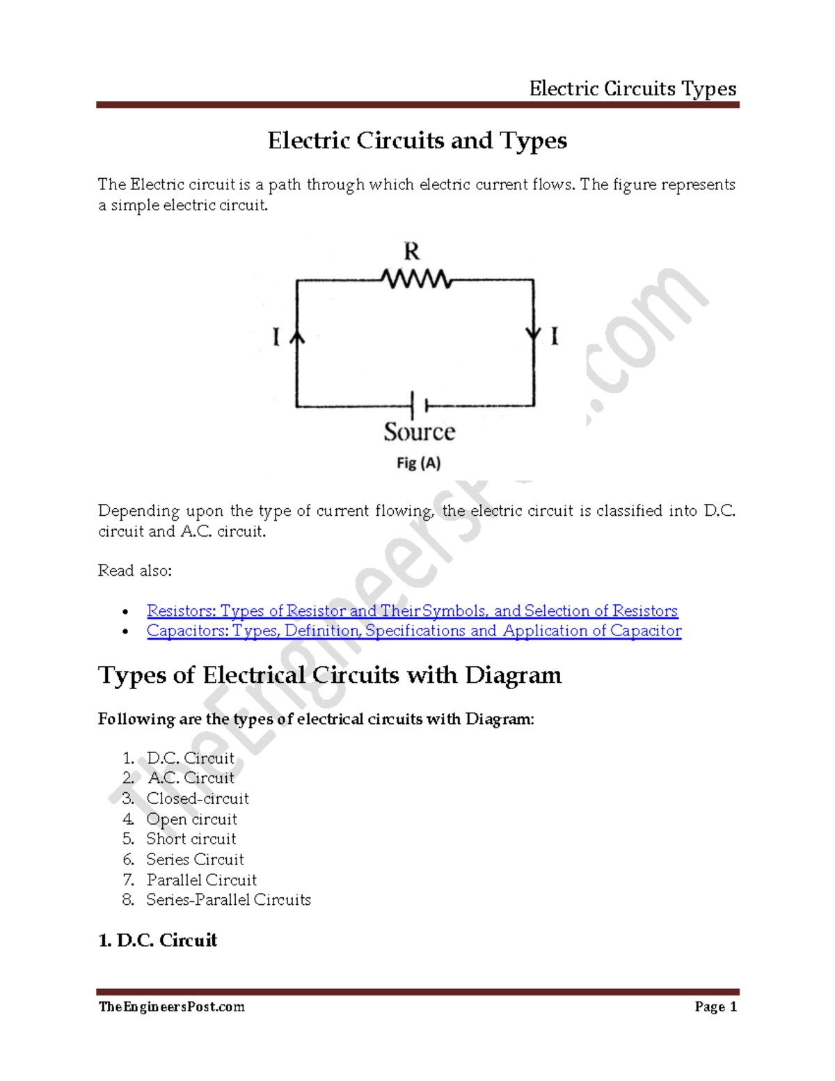 Electric Circuits Types - Electric Circuits and Types The Electric ...