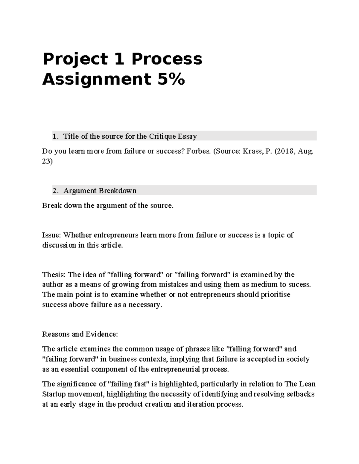Project 1 Process assignment Hebindra - Project 1 Process Assignment 5% ...
