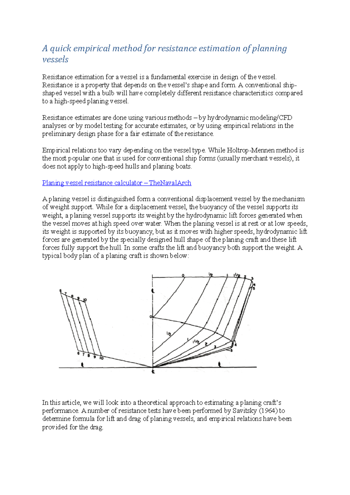 A quick empirical method for resistance estimation of planning vessels ...