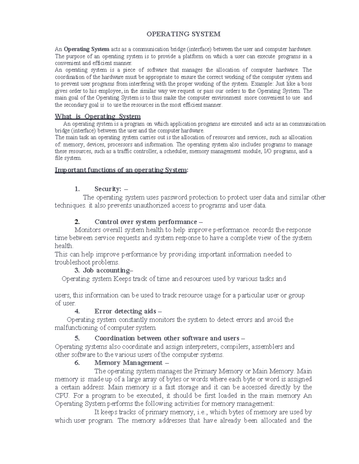 OS R19 - UNIT-1 - OPERATING SYSTEM An Operating System acts as a ...