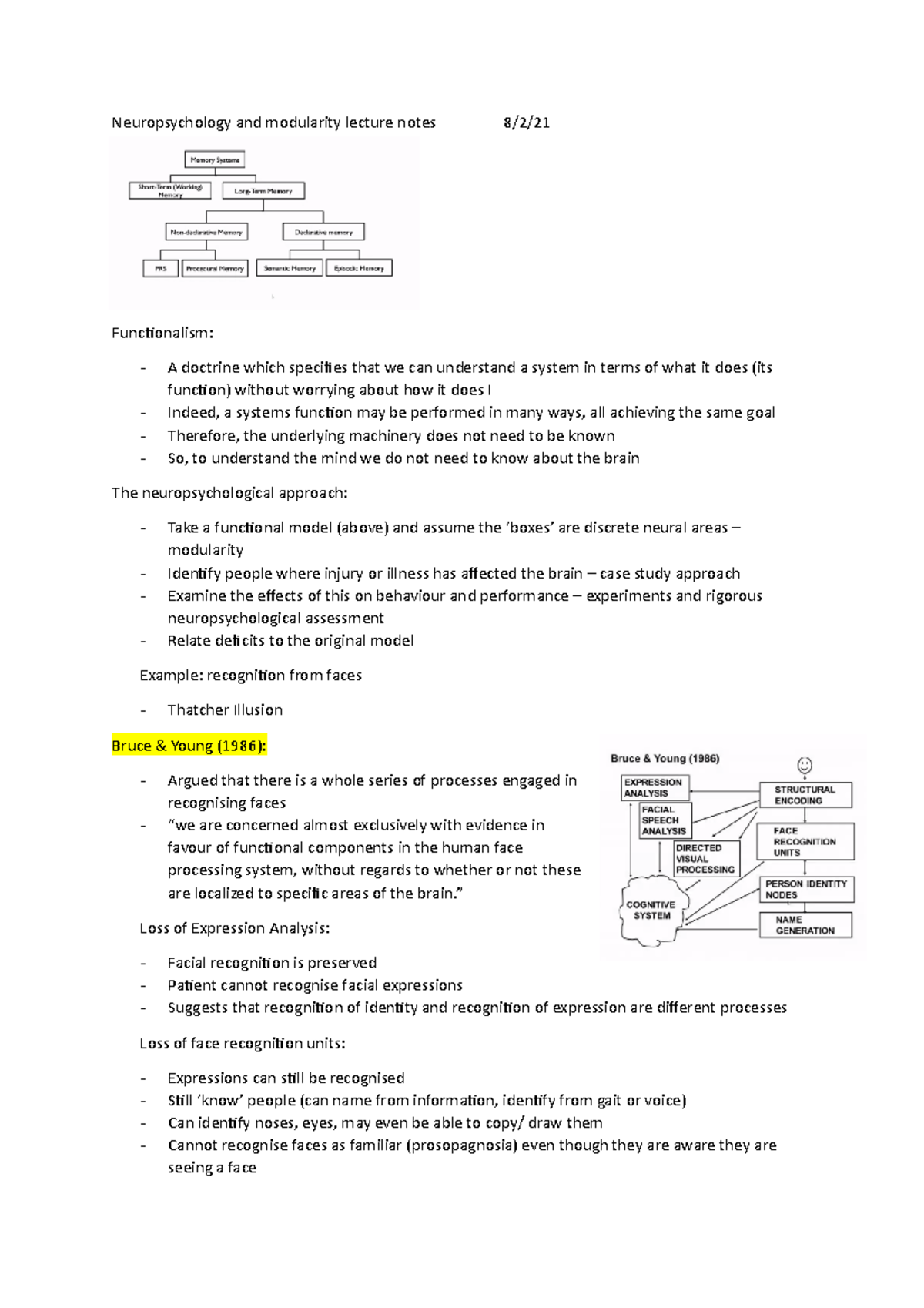 Neuropsychology And Modularity Lecture Notes ” Loss Of Expression