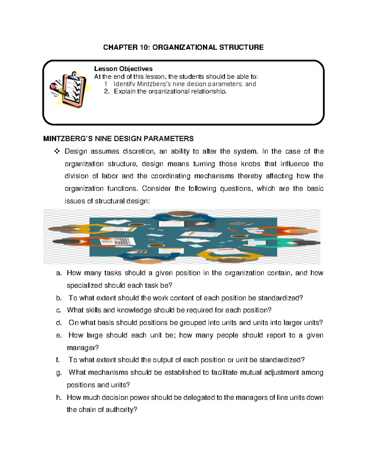 Chapter 10 Organizational Structure - CHAPTER 10: ORGANIZATIONAL ...