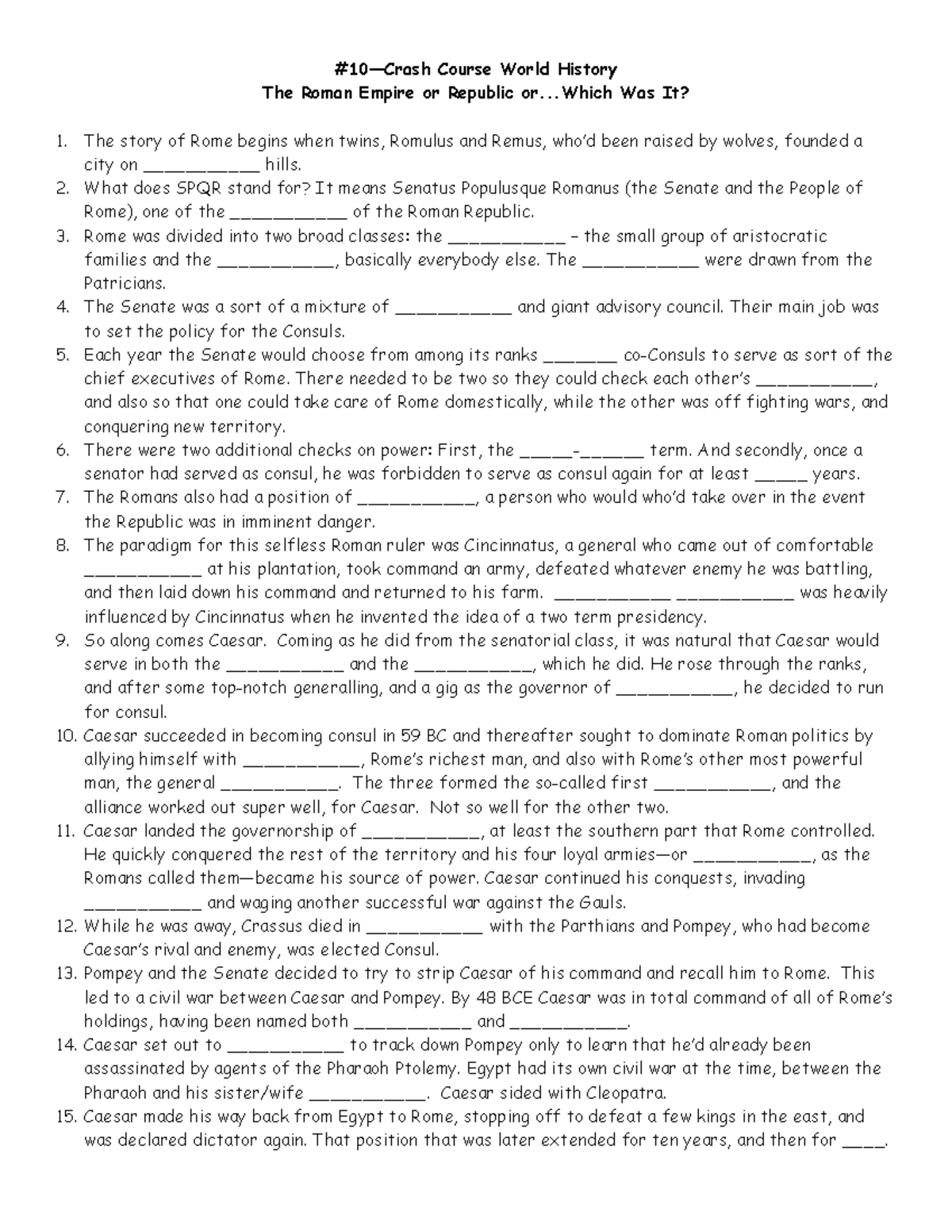 10 The Roman Empire Republic or which was it - #10—Crash Course World ...