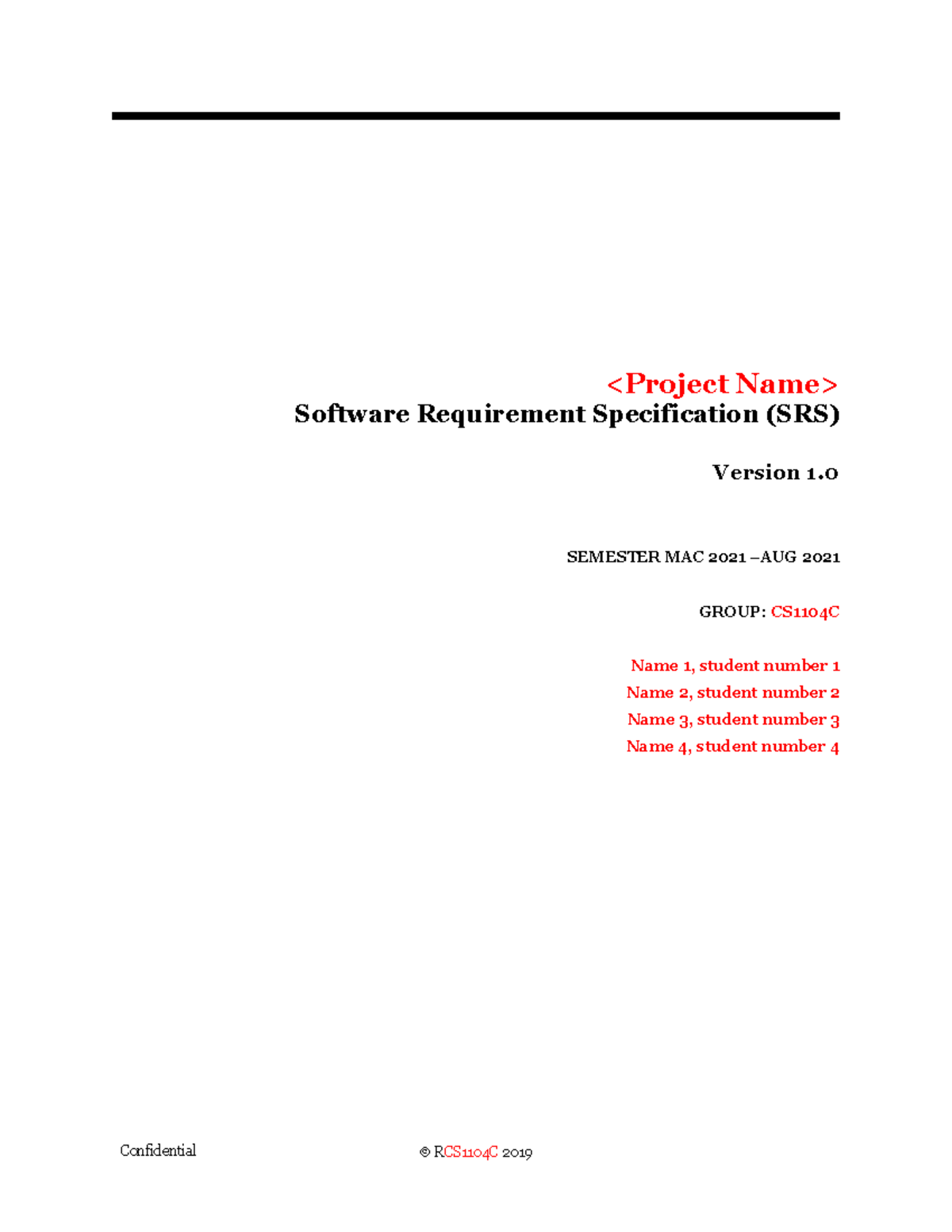 SRS Template - Software Requirement Specification (SRS) Version 1 ...