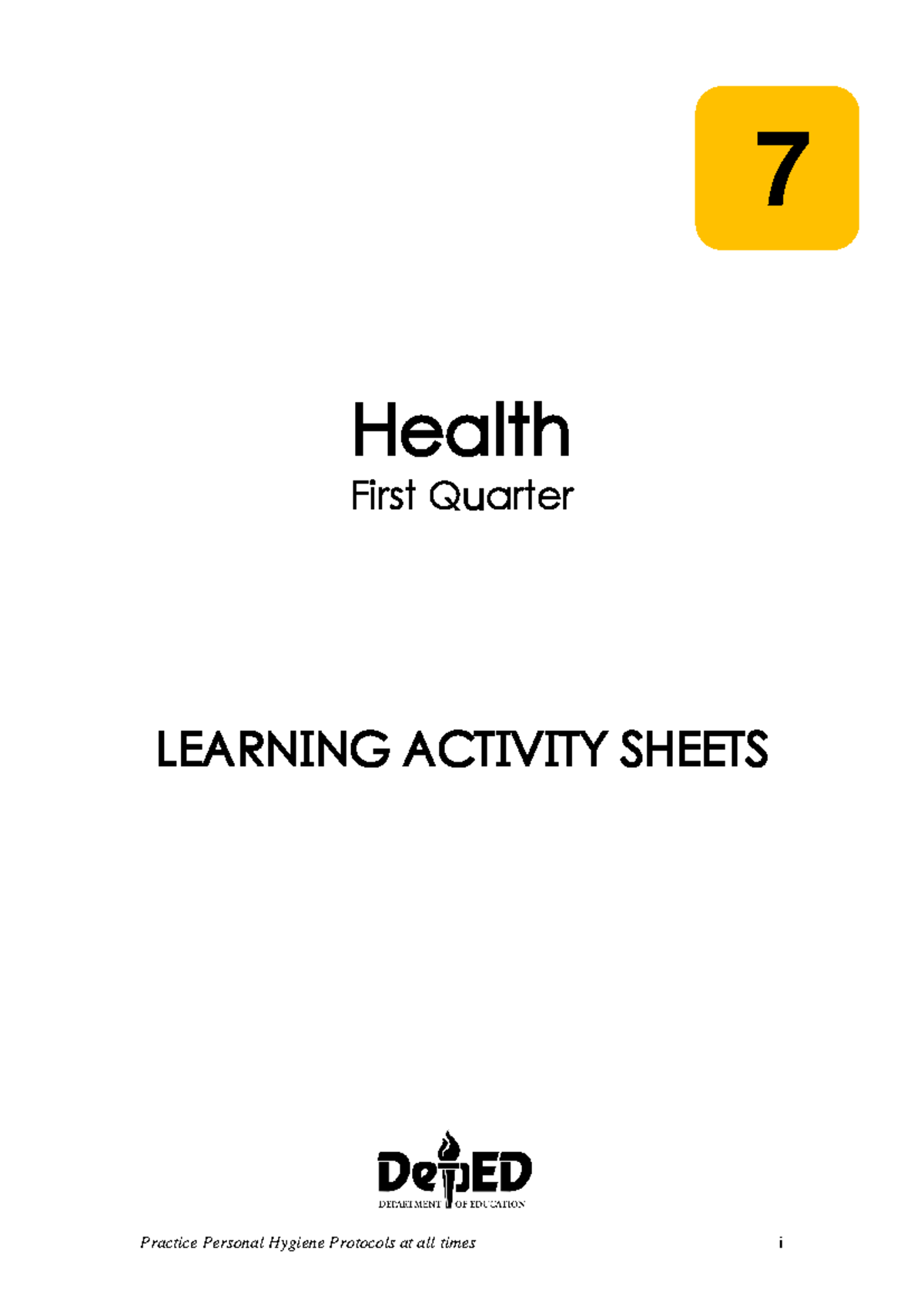 Grade 7 Health LAS - notes - Practice Personal Hygiene Protocols at all ...