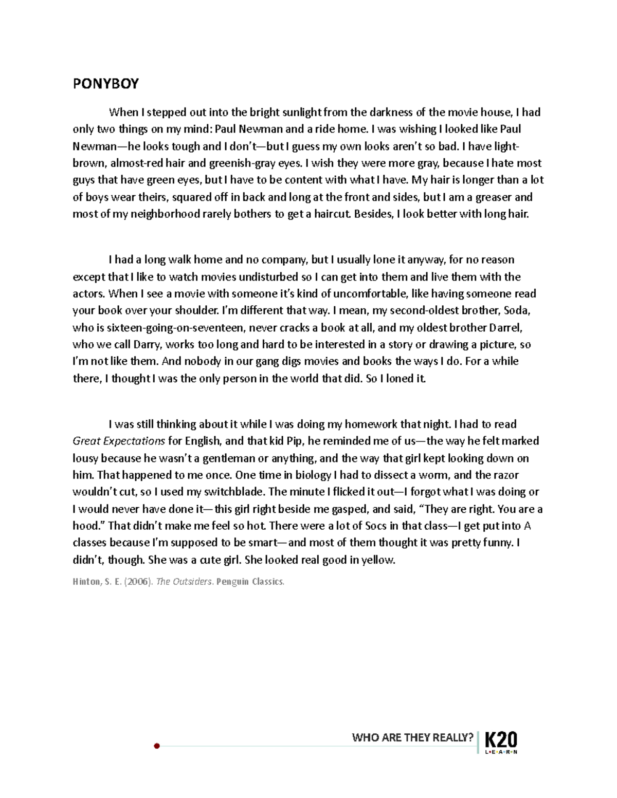 Ponyboy Character Description Who Are They Really - PONYBOY When I ...