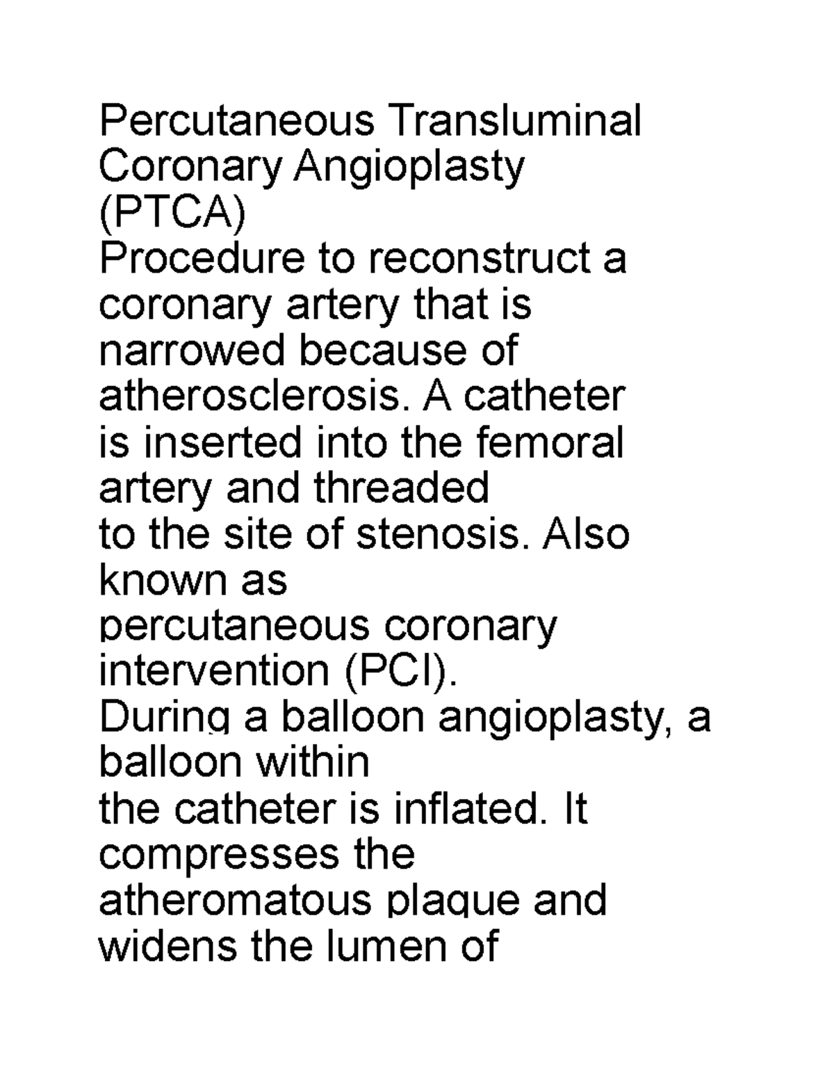 Cardiology (19) - Medical Terminology - Percutaneous Transluminal ...
