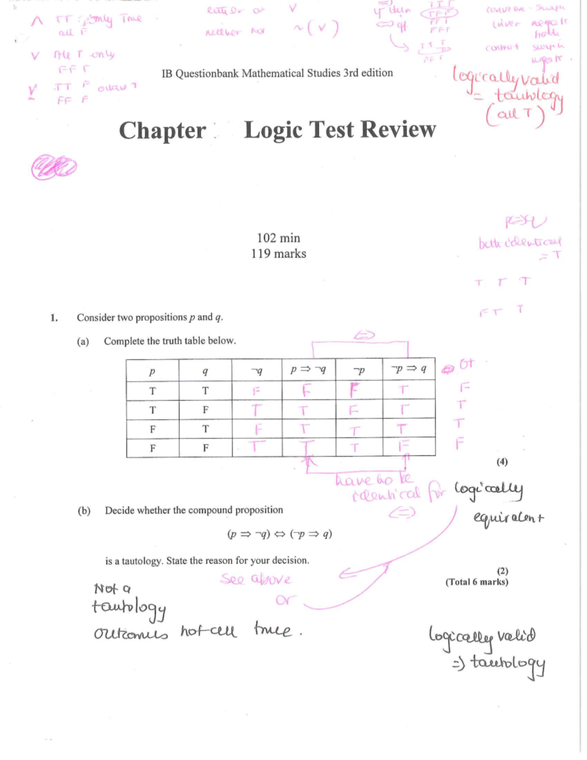 Logic Test Review key - Mathematics in Modern World - Studocu