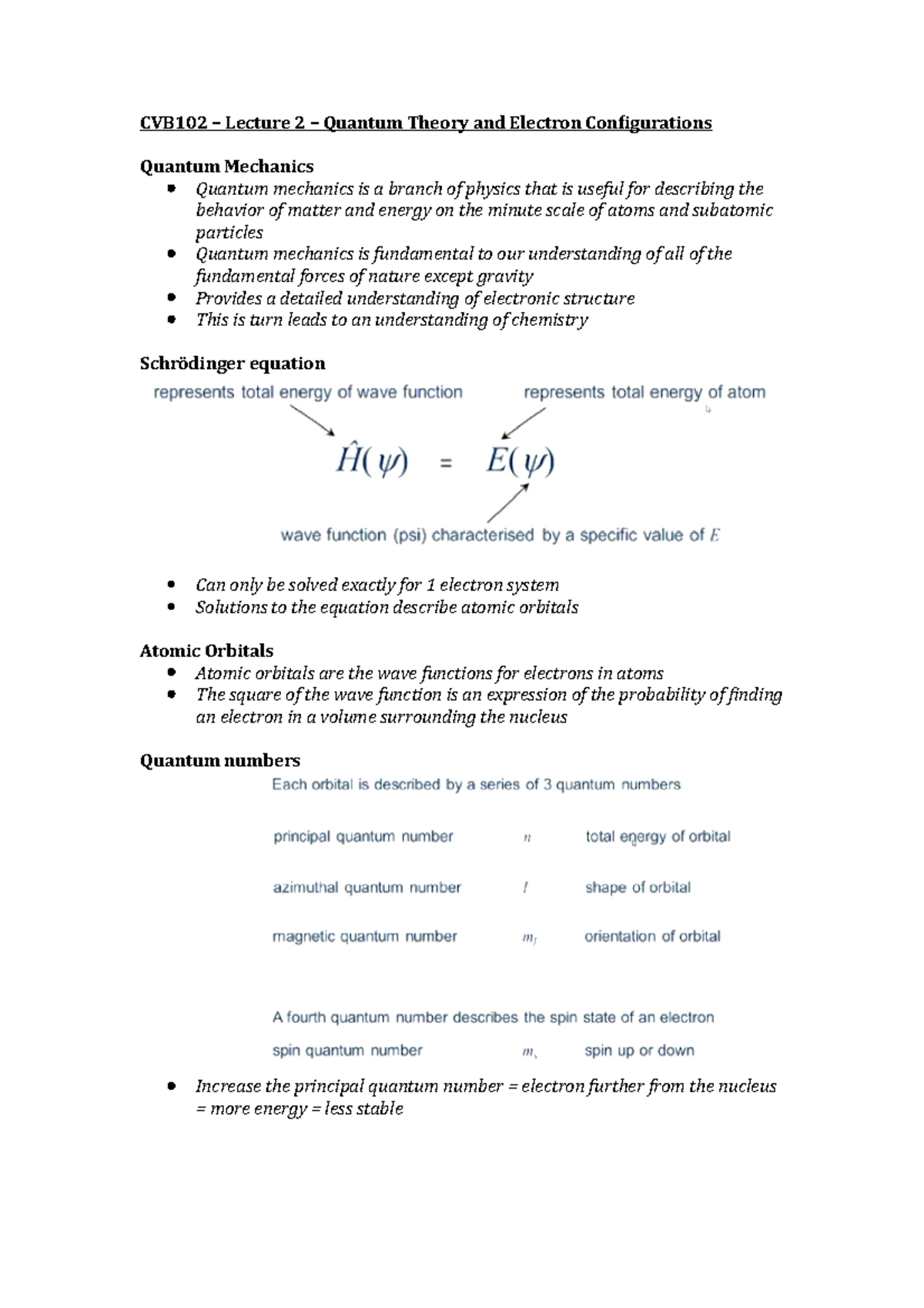 Lecture note - lecture 2 – quantum theory and electron configurations ...