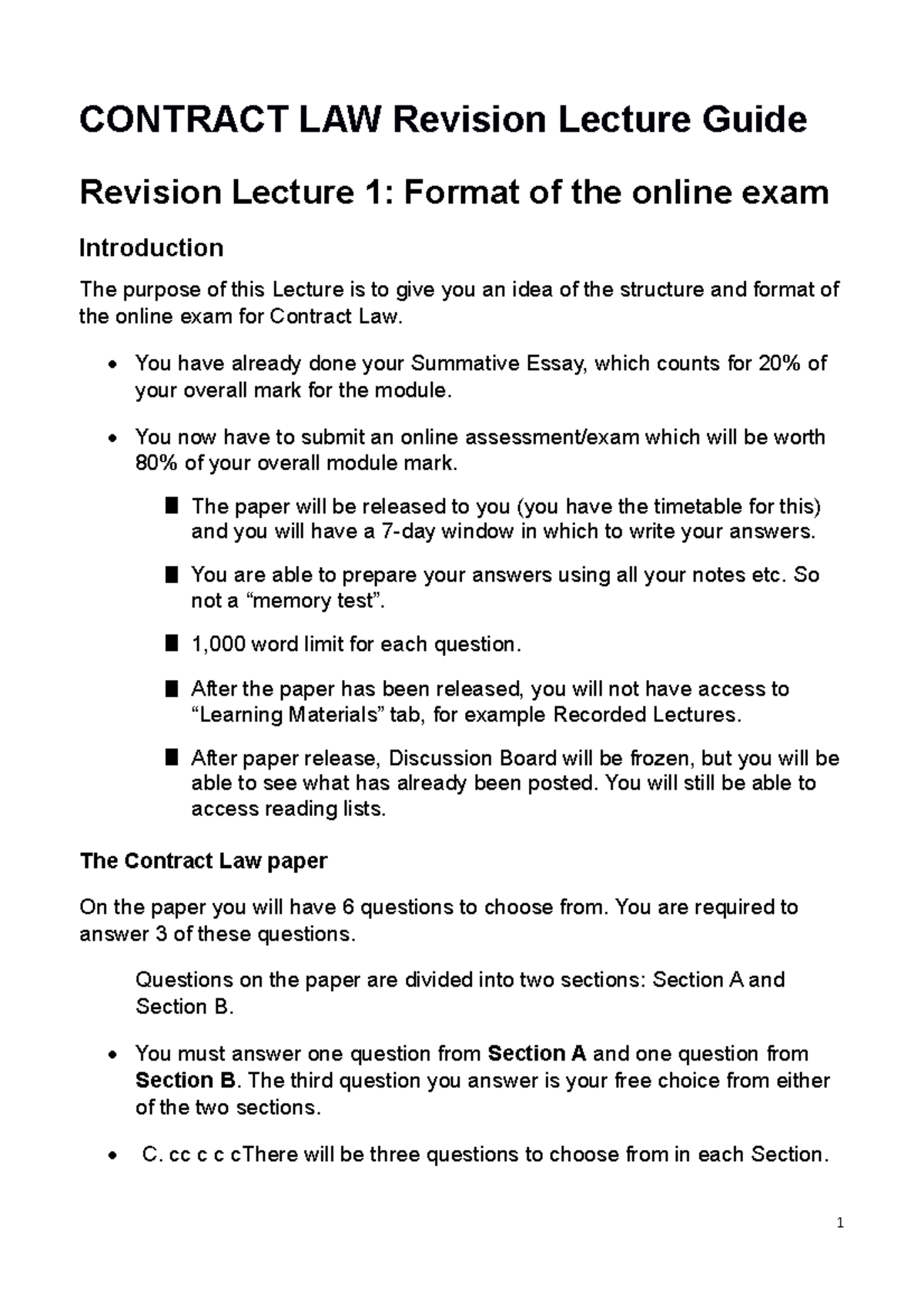 0000 Contract Law 2020-21 Revision Lecture Guide Final - CONTRACT LAW ...