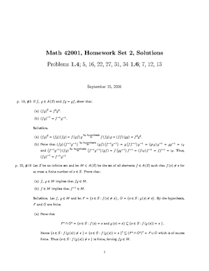 Homework 6 - Math 42001, Homework Set 6, Solutions Problems 2; 7, 8, 9 ...