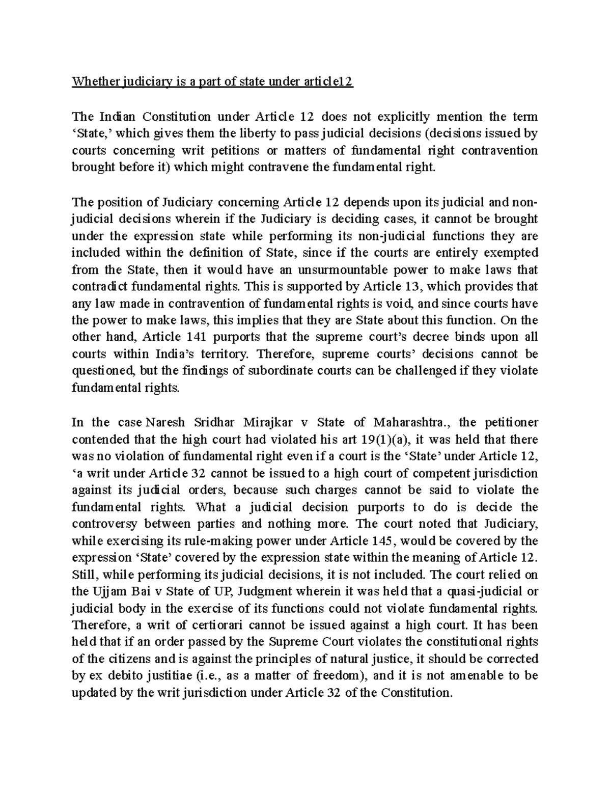 Assignment 1 Whether Judiciary Is A Part Of State Under Section 12 assignment-1-whether-judiciary-is-a-part-of-state-under-section-12