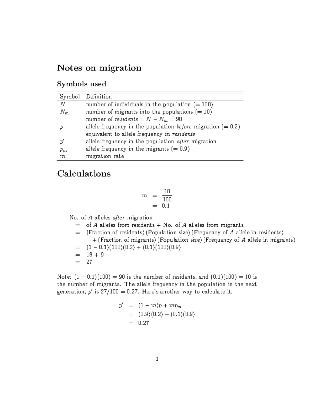 Summary - Migration - Notes on migration Symbols used Symbol Definition ...