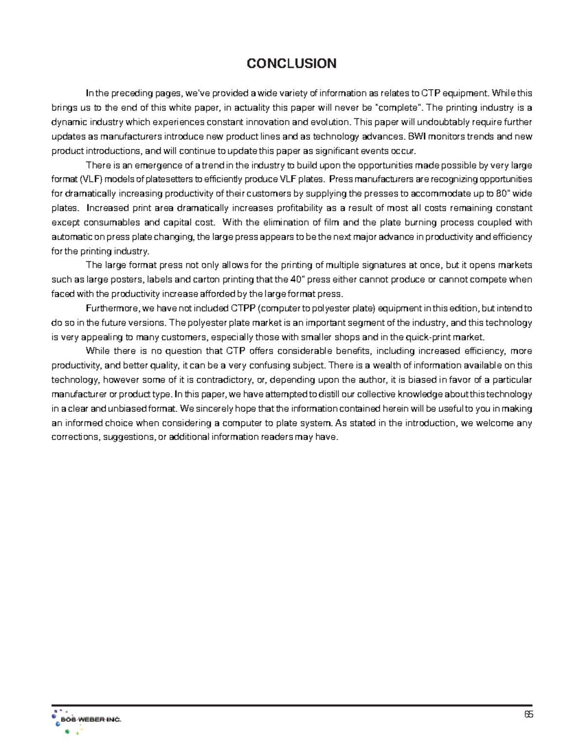 WP conclusion - About CTPs in printing - CONCLUSION In the preceding ...