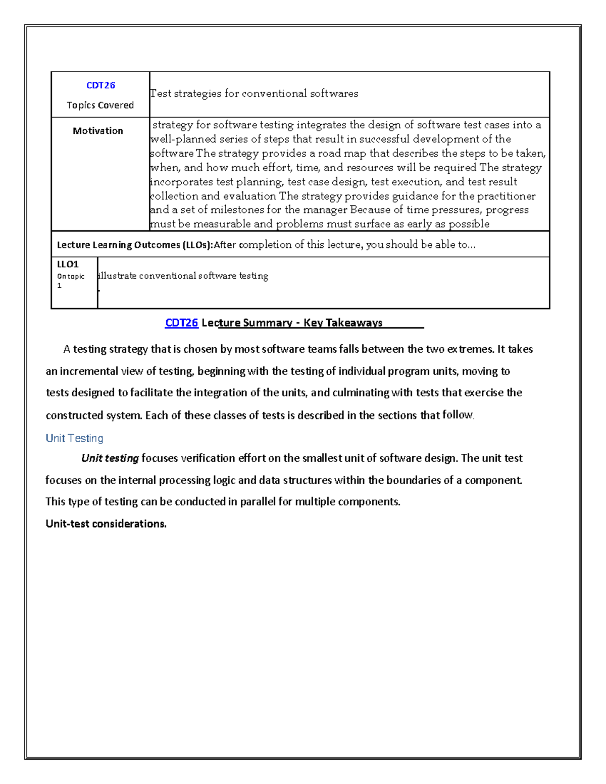 Test strategies for conventional softwares - CDT Topics Covered Test ...