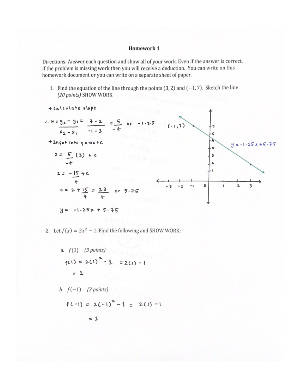 Homework 1 - Limits and Derivatives Practice Questions - Calc 2-102 ...