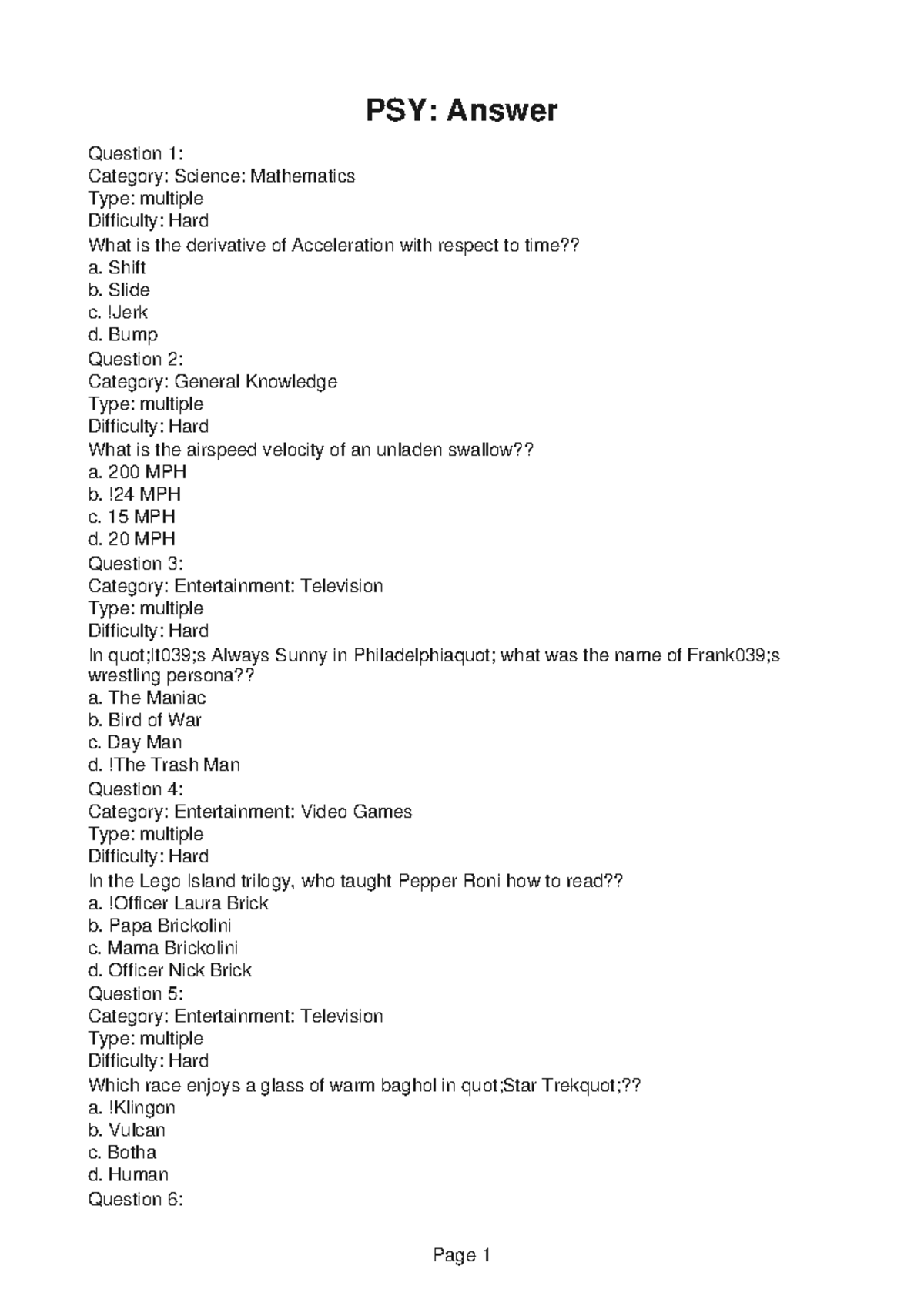 PSY263 Test 5 - PSY: Answer Question 1: Category: Science: Mathematics ...