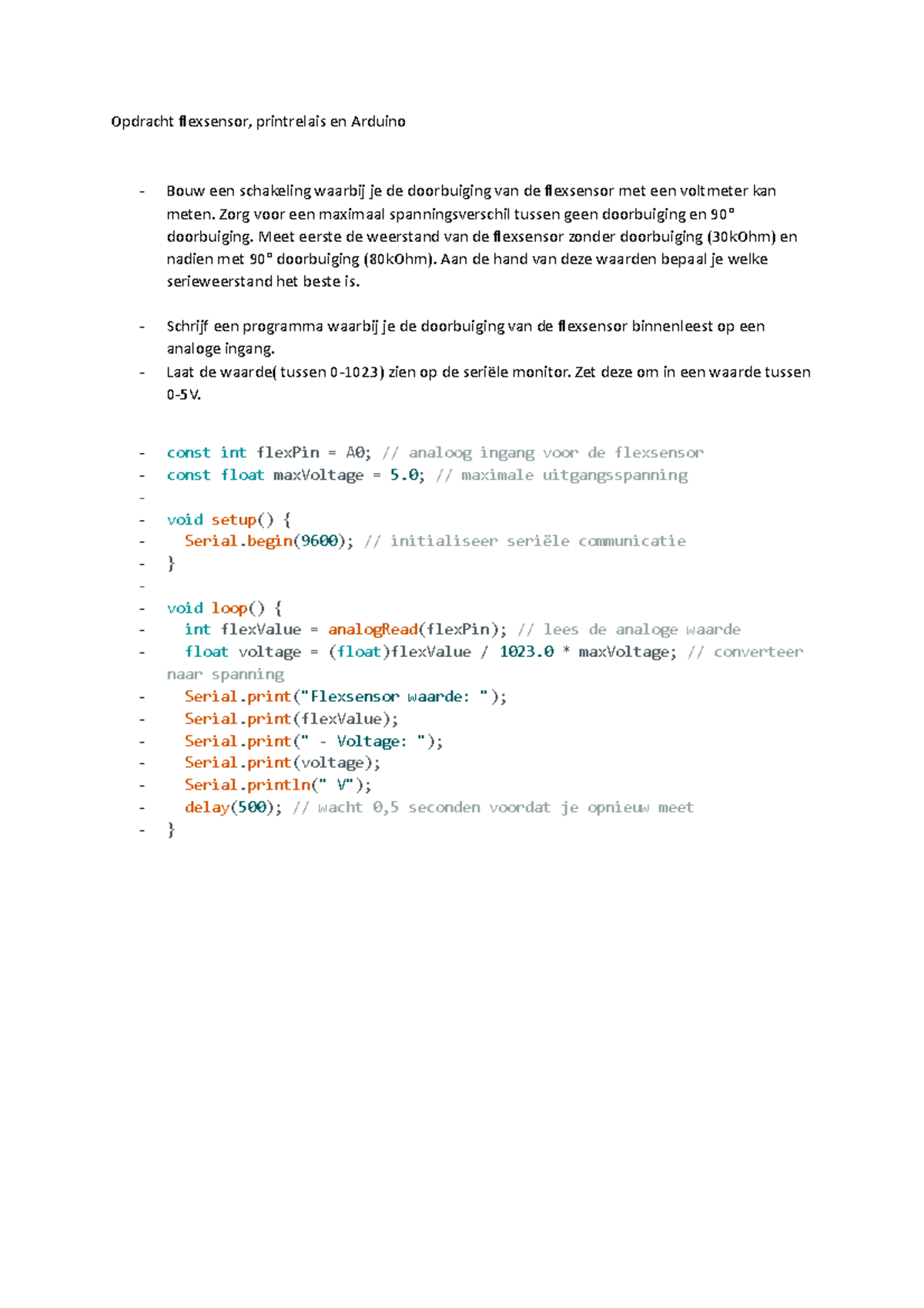 Opdracht flexsensor en printrelais - Opdracht flexsensor, printrelais en Arduino Bouw een ...