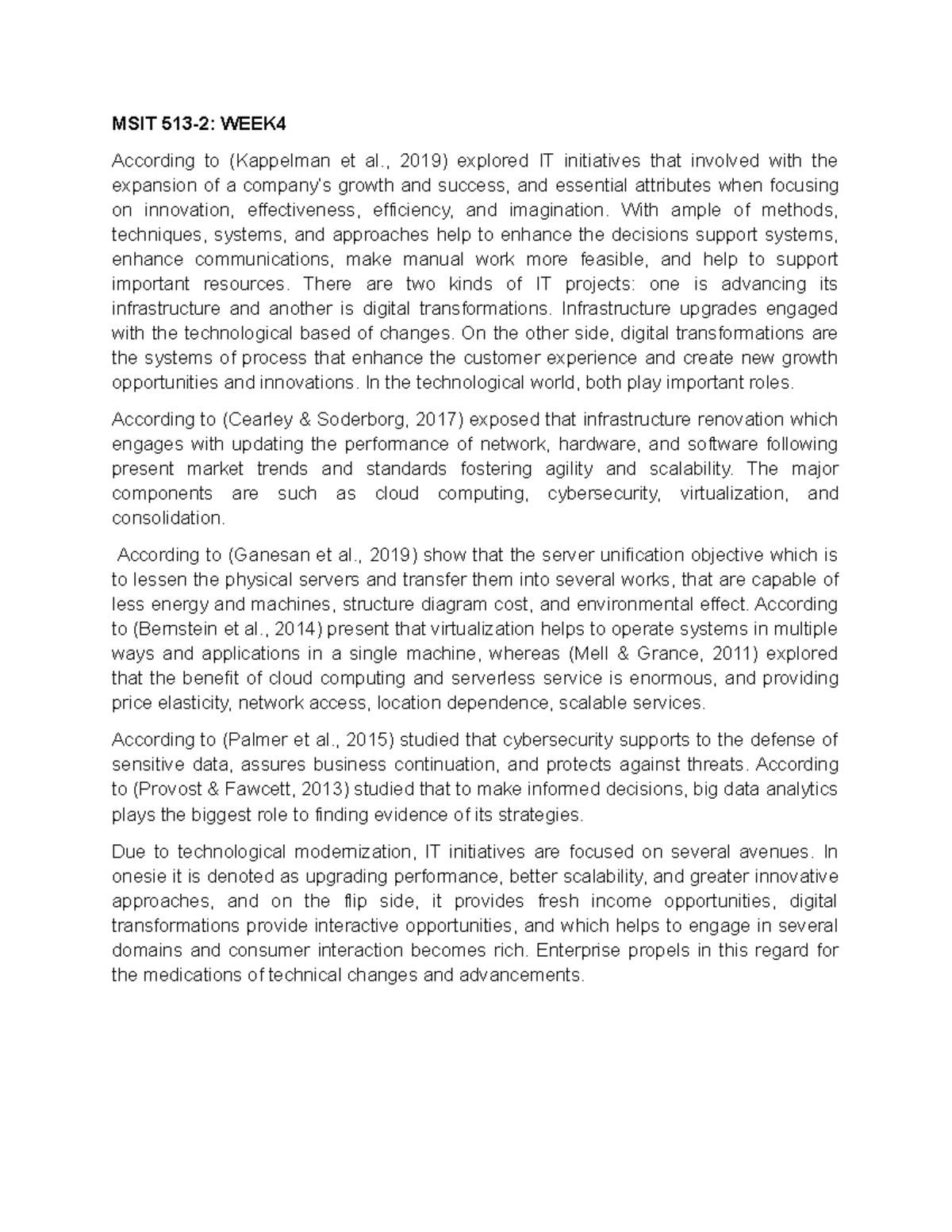 IT Initiatives and its importance - MSIT 513-2: WEEK According to ...