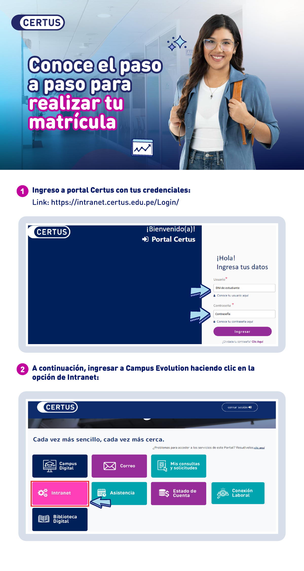 Manual de Matricula - Conoce el paso a paso para realizar tu matrícula Ingreso a portal Certus ...