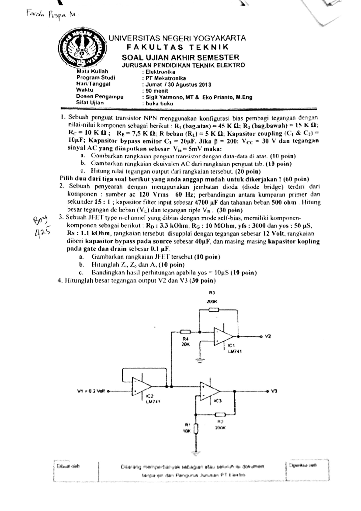 UAS Elektronika 2013 Sigit Yatmono, M.T., Eko Prianto, M. Eng - Dasar ...