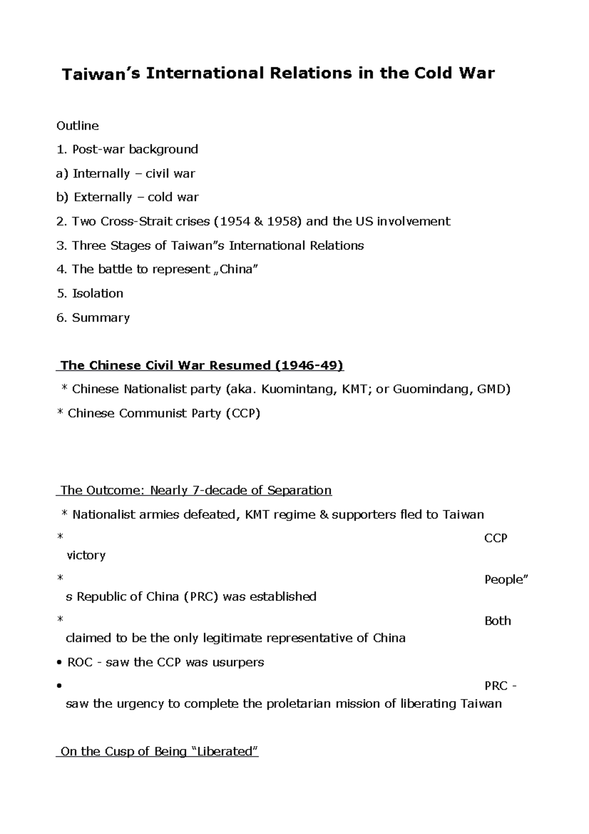 Taiwan’s International Relations in the Cold War - Taiwan’s ...