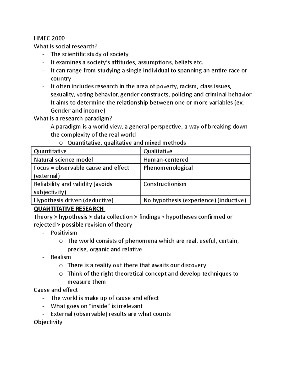 HMEC 2000 notes - HMEC 2000 What is social research? - The scientific ...