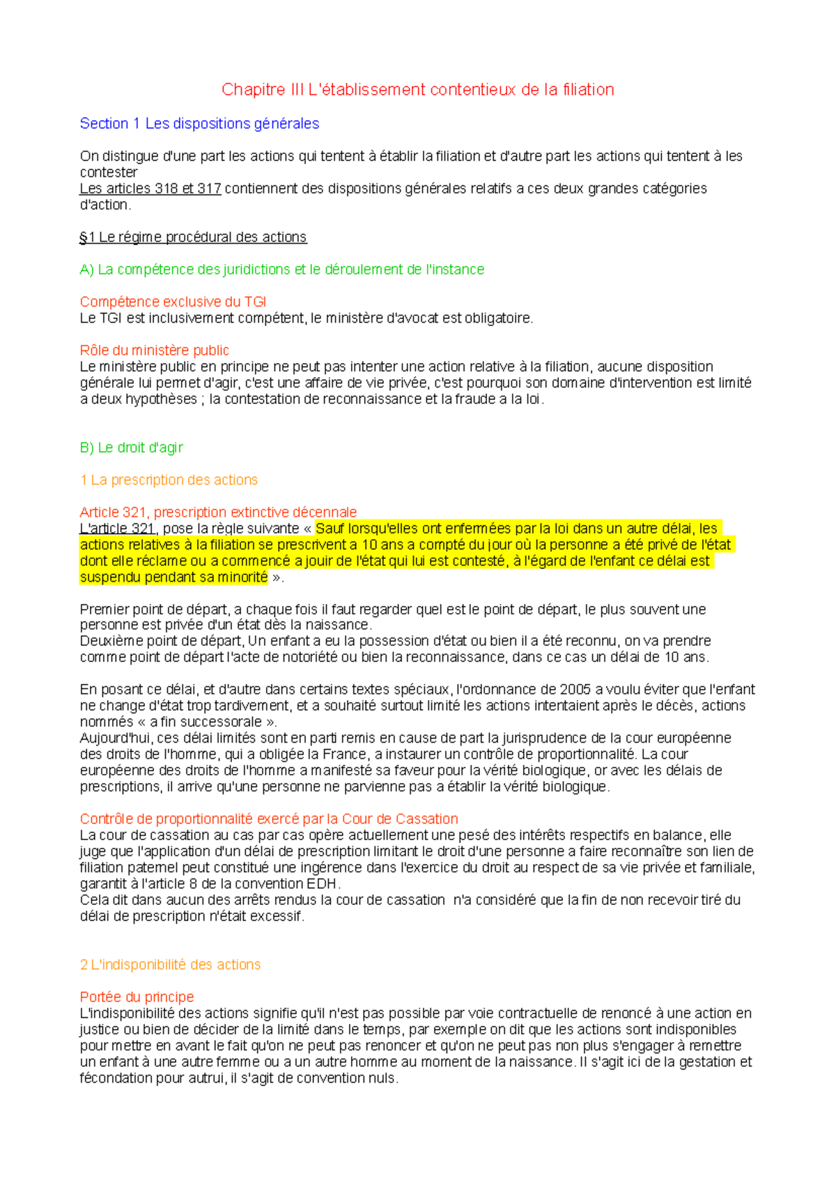 Droit civil sur la filiation chapitre 3 - Chapitre III L'établissement ...