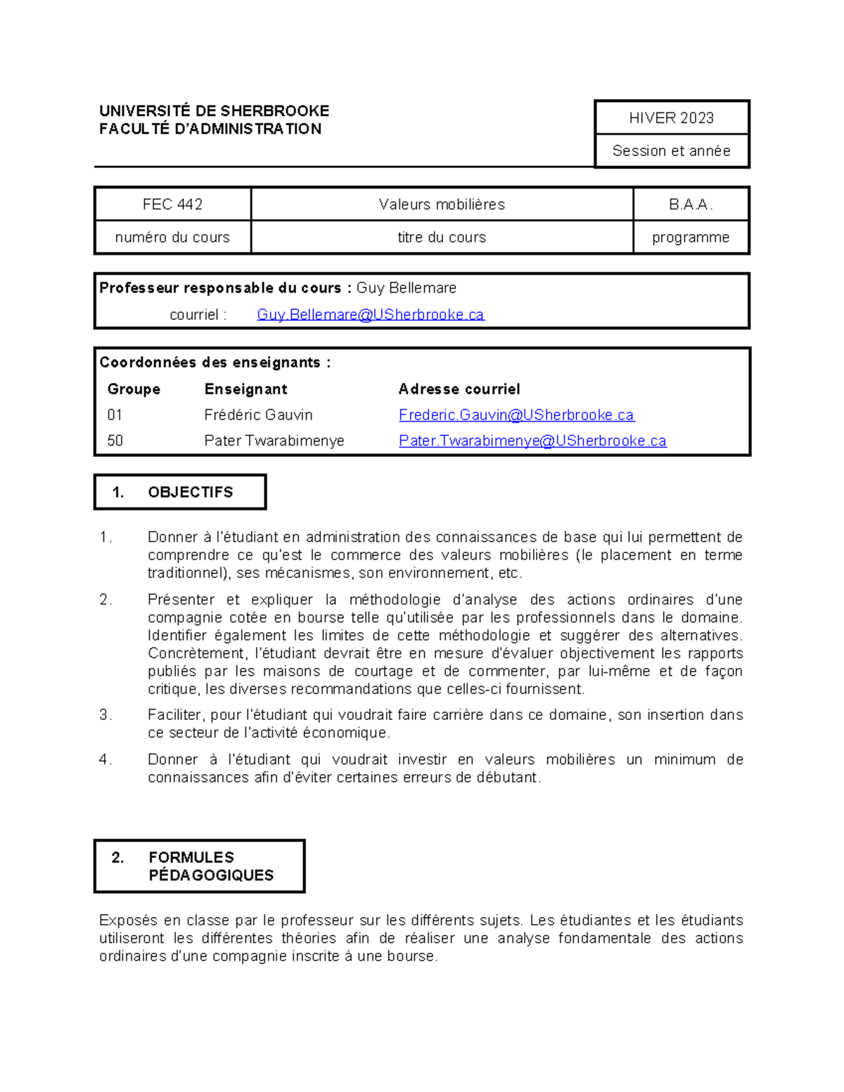 FEC 442 BAA H23 (15) - vfsav - UNIVERSITÉ DE SHERBROOKE FACULTÉ D ...