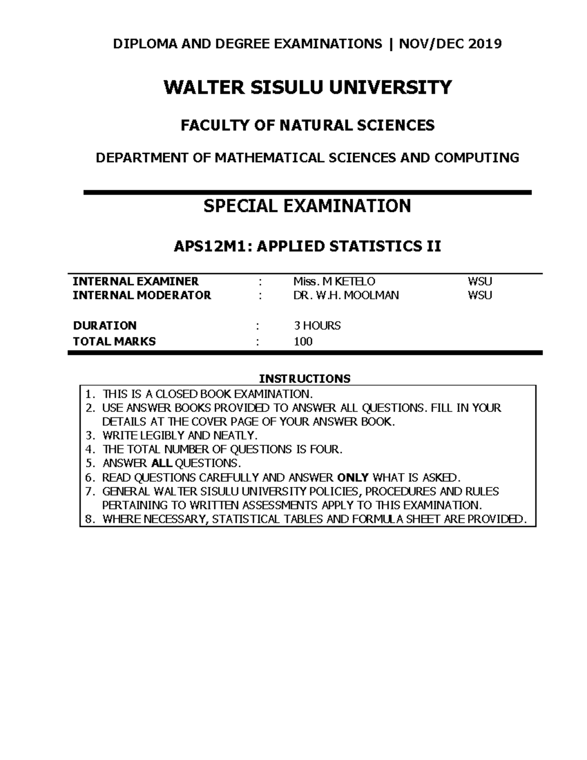 Exam November Summer 2020, questions - DIPLOMA AND DEGREE EXAMINATIONS ...
